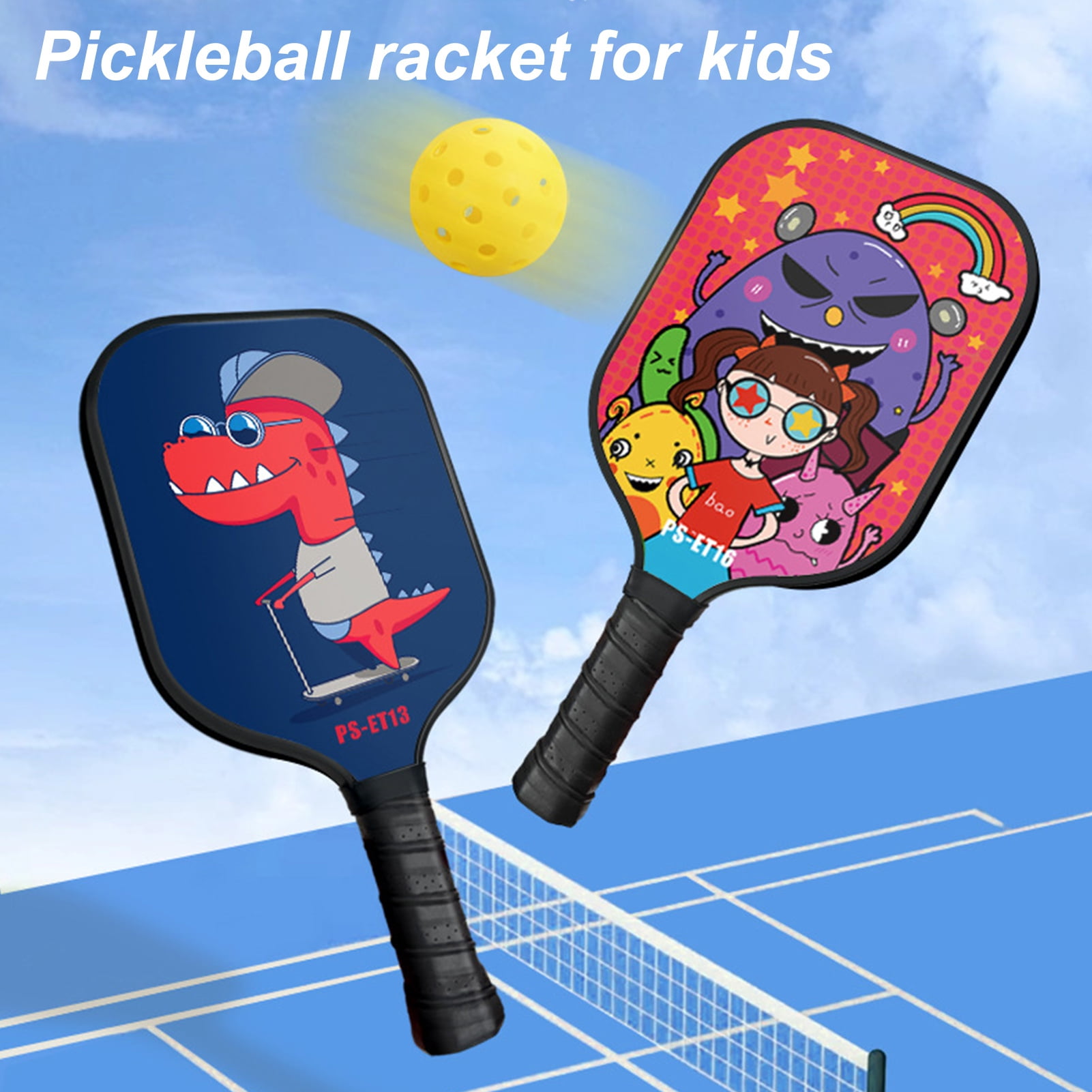 Ettsollp Kids Pickleball Paddle Cartoon Print Lightweight Glass Fiber ...