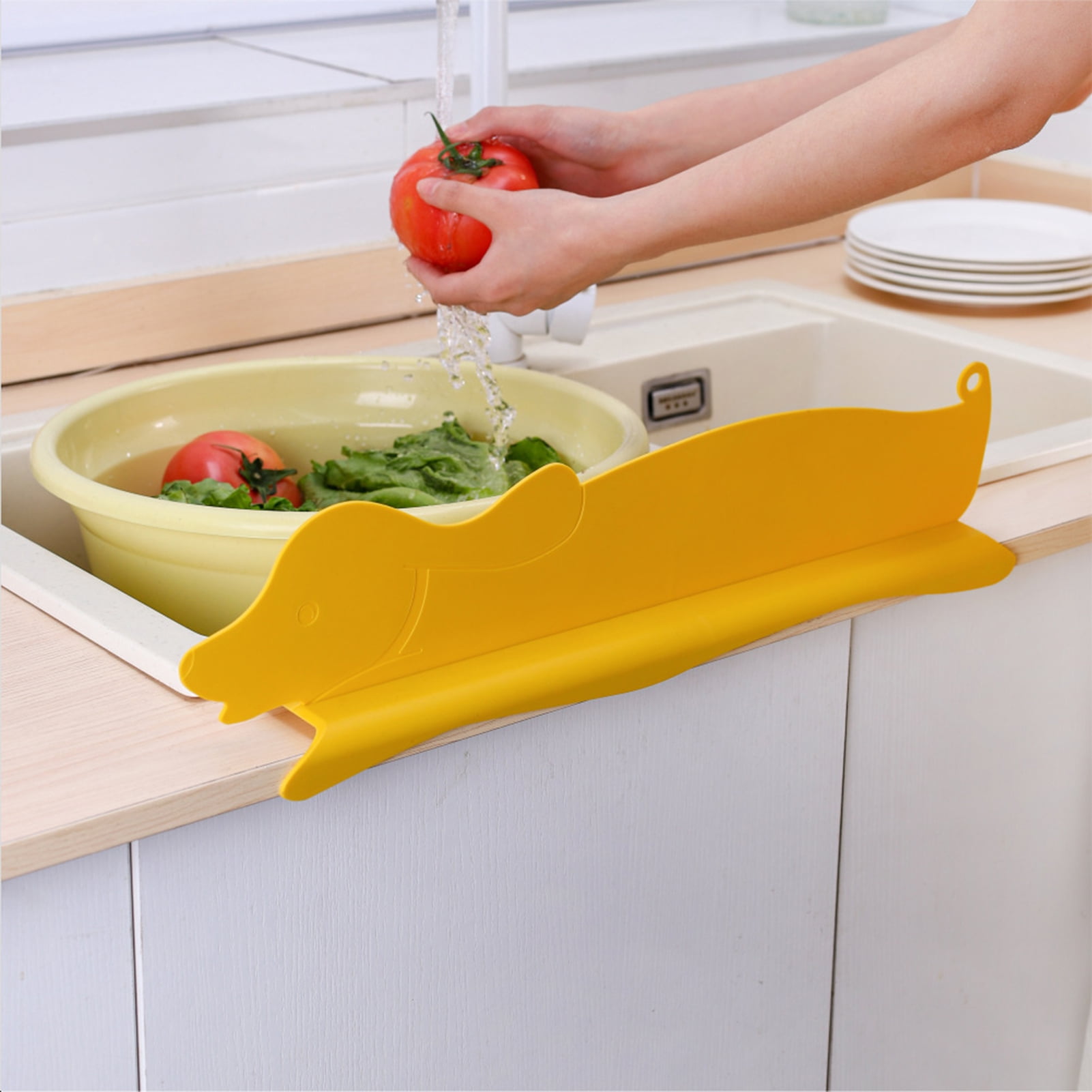 Ettsollp Kitchen Sink Splash Guard with 4 Suction Cups Puppy Shape Dish ...