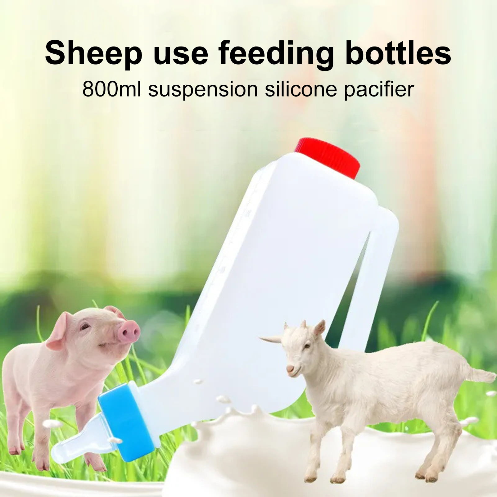 Ettsollp Lamb Nursing Bottle 800ml Cub Breast Replenisher with Scale Hanging Milk Feeder Bottle ...