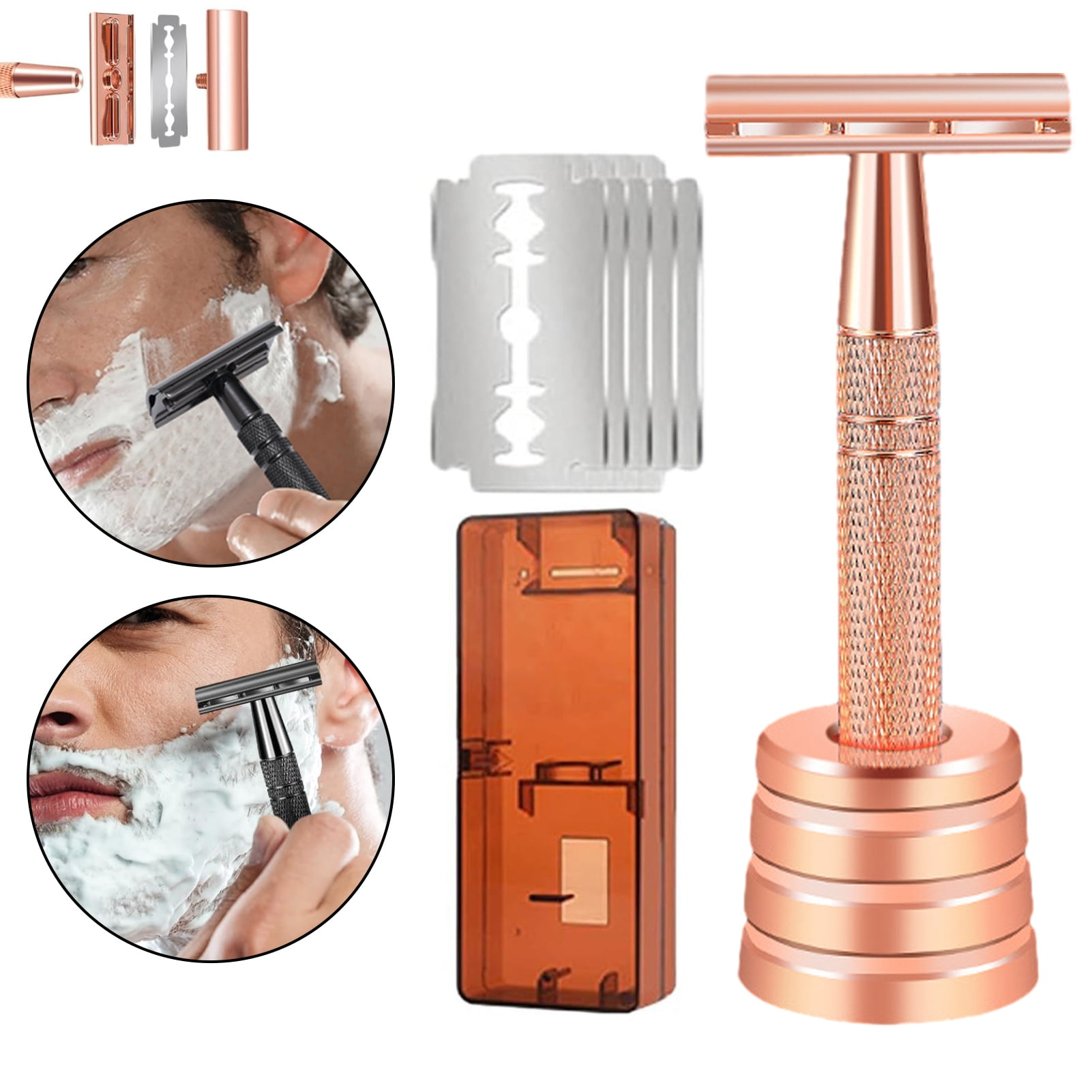 Ettsollp Manual Razor with 5 Blade Refills Storage Box Sharp Zinc Alloy ...