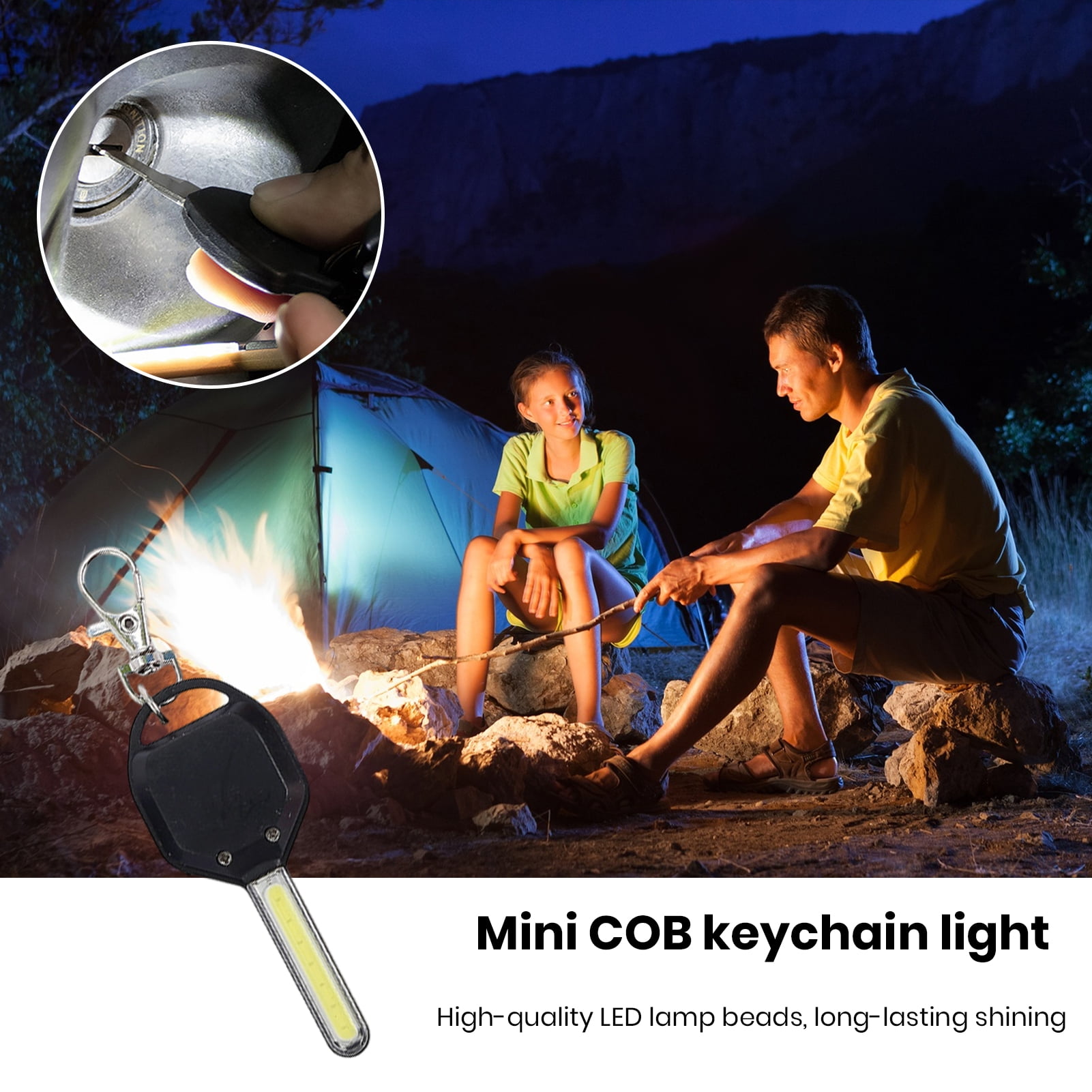 Ettsollp Mini LED Keychain Flashlight Super Bright High Lumens 2 Modes ...