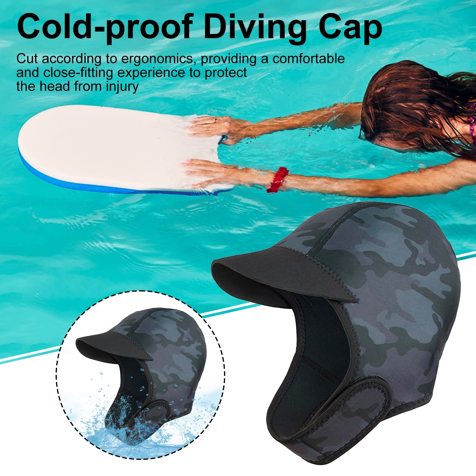 Ettsollp Neoprene Diving Hood Thermal Wetsuit Swim Hood Cap with Chin ...