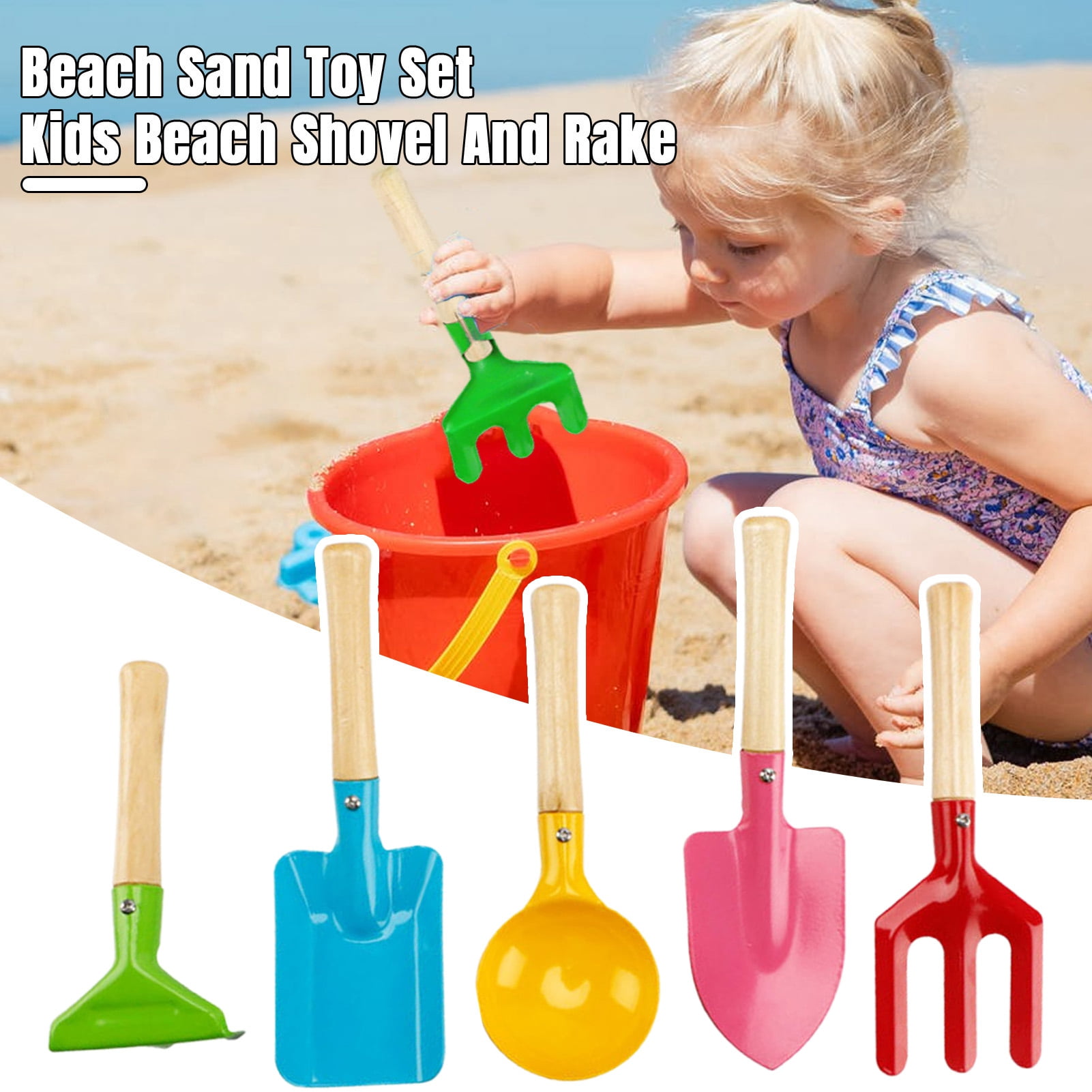 Ettsollp Outdoor Beach Shovel Kids Gardening Tools with Wooden Handle ...