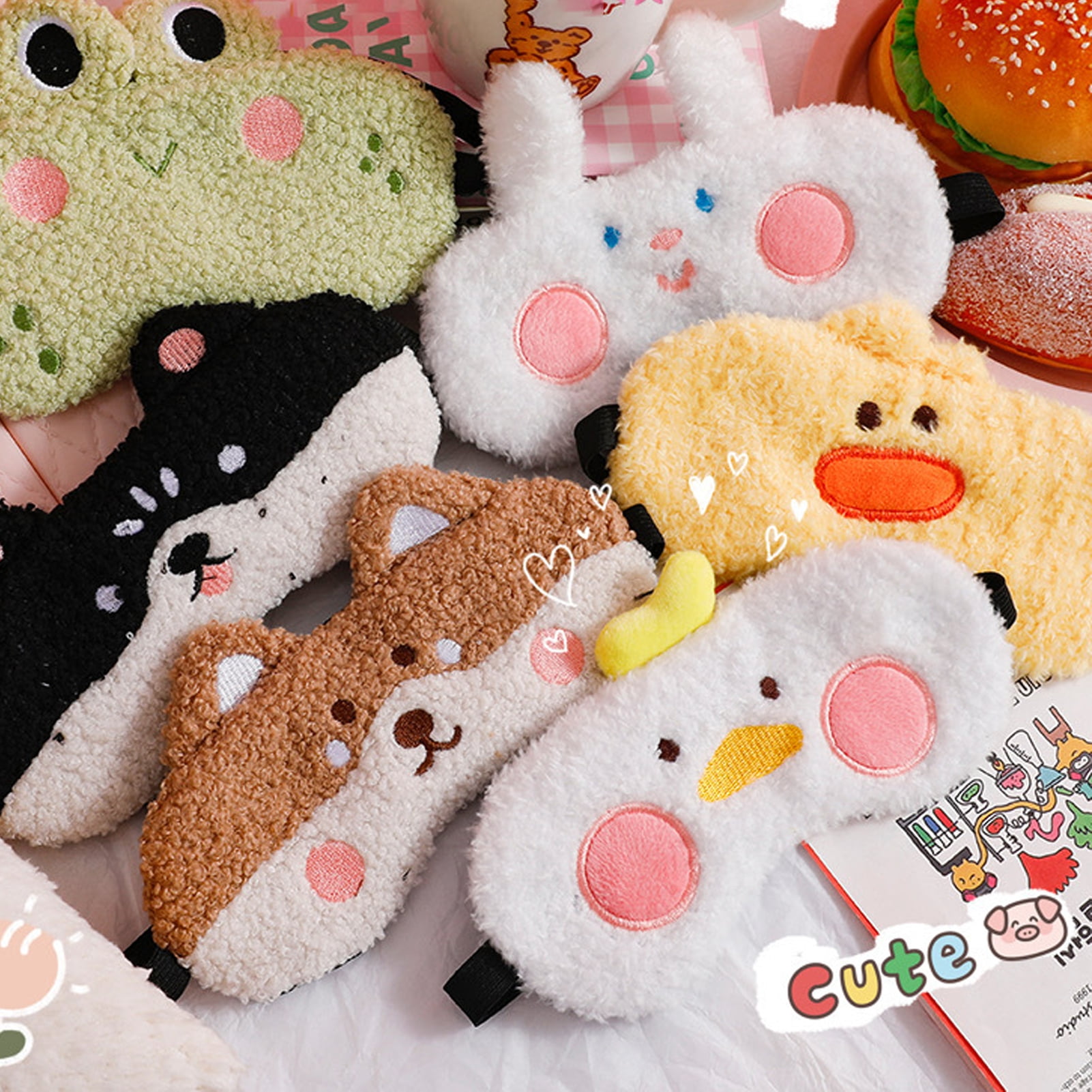 Ettsollp Plush Eye Cover Cartoon Style Elastic Ice Cooling Eye Pain ...