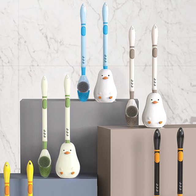 Ettsollp Silicone Toilet Brush with Base Duck Shape 360 Degree Cleaning ...