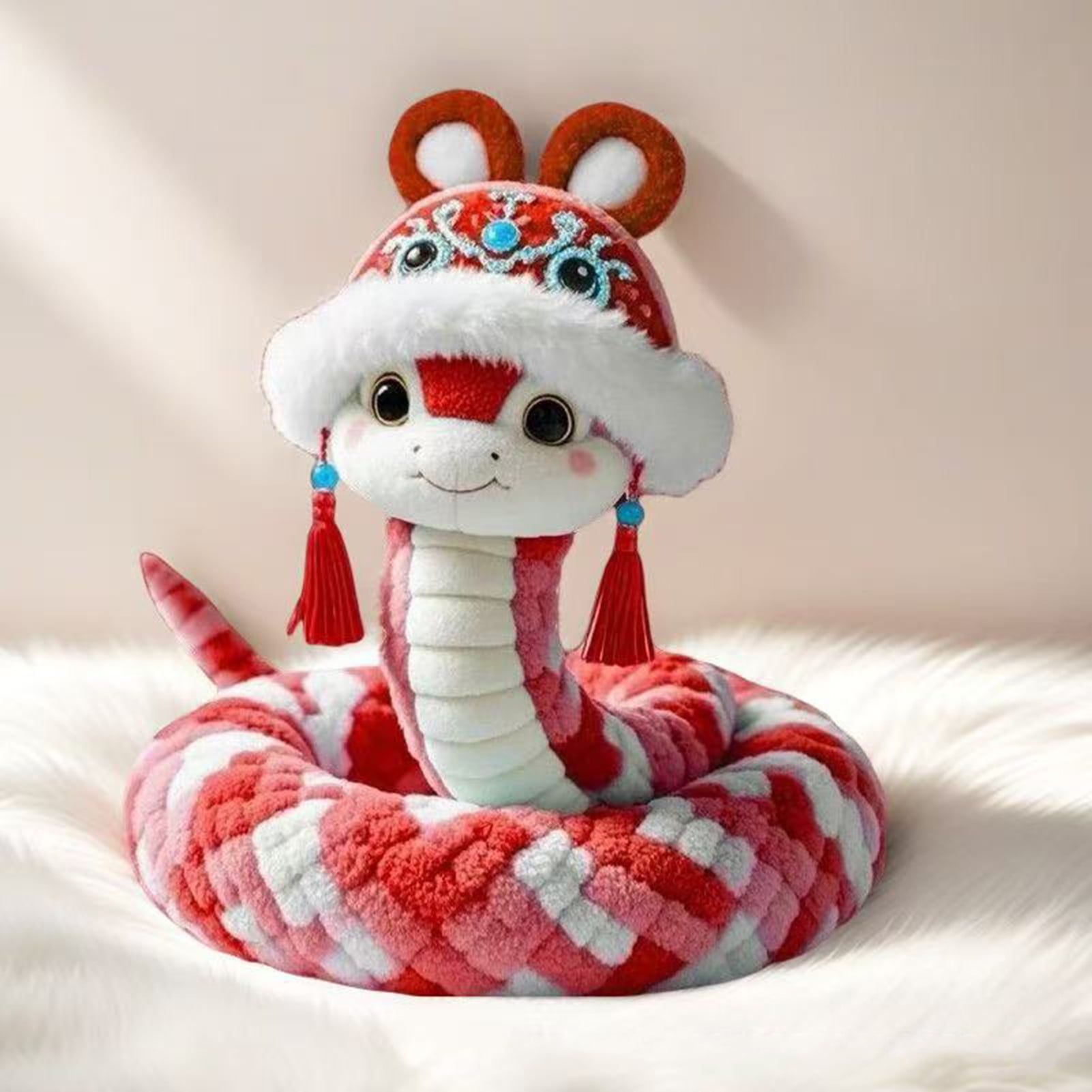 Ettsollp Snake Plush Doll with Tassel Hat 2025 Chinese Zodiac Year of ...