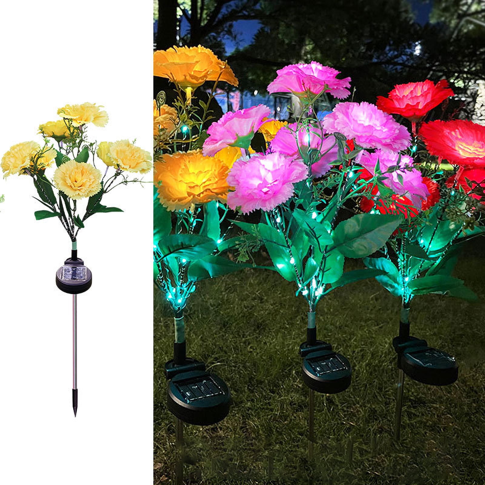 Ettsollp Solar Flower Lights Easy to Install All-weather Outdoor ...