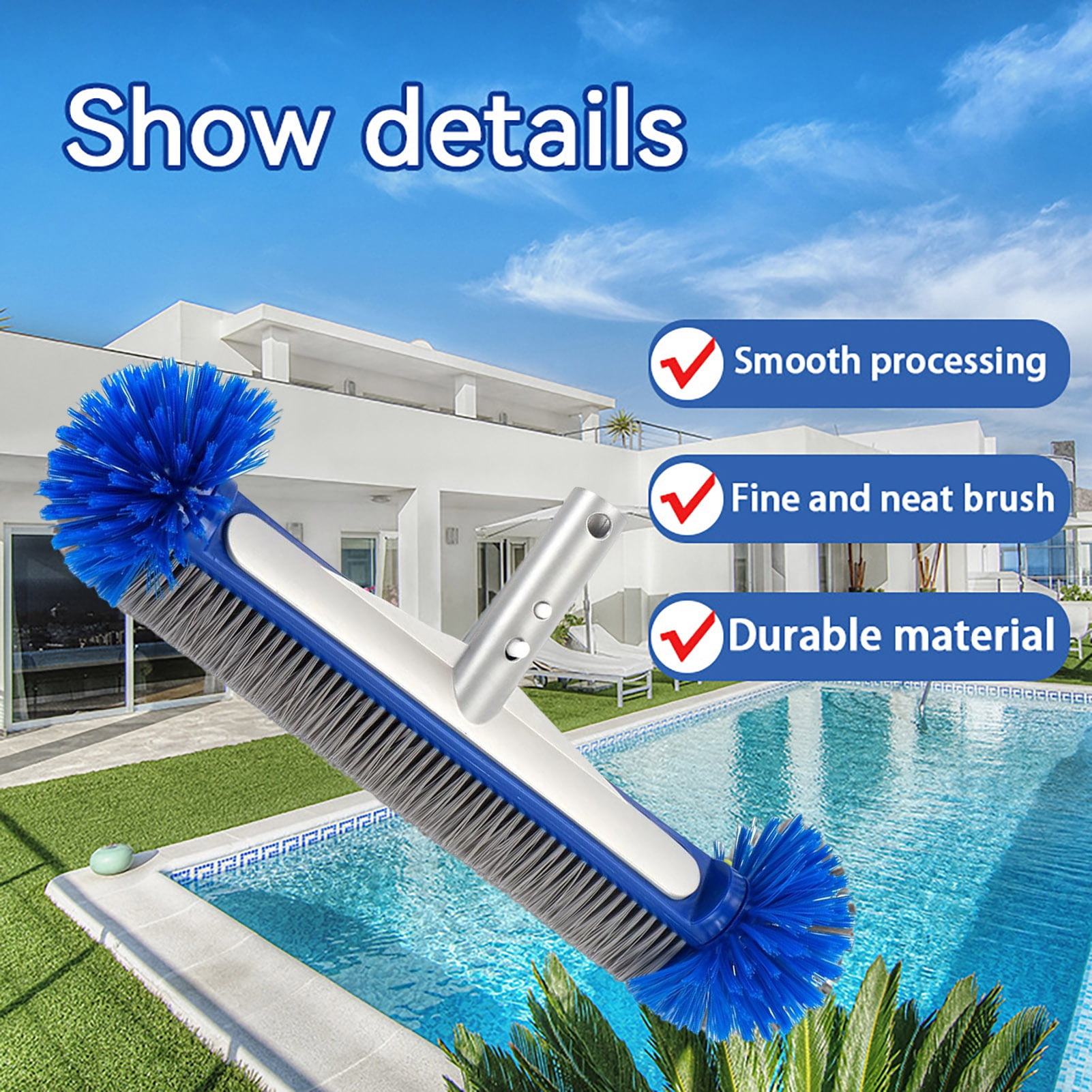 Ettsollp Swimming Pool Brush Head with Corner Cleaning Brush Semi ...