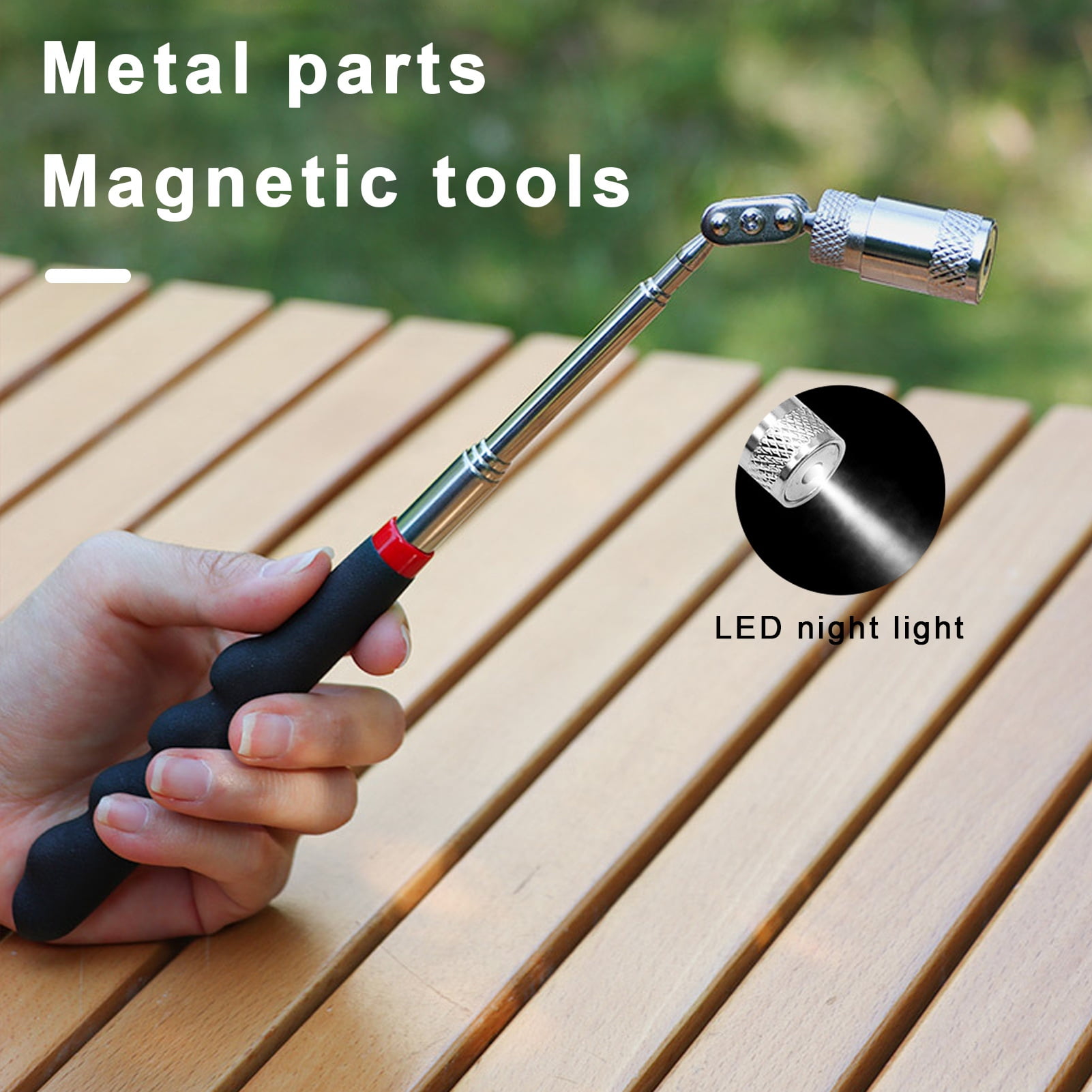 Ettsollp Telescoping Magnetic Pickup Tool with LED Light Non-Slip ...