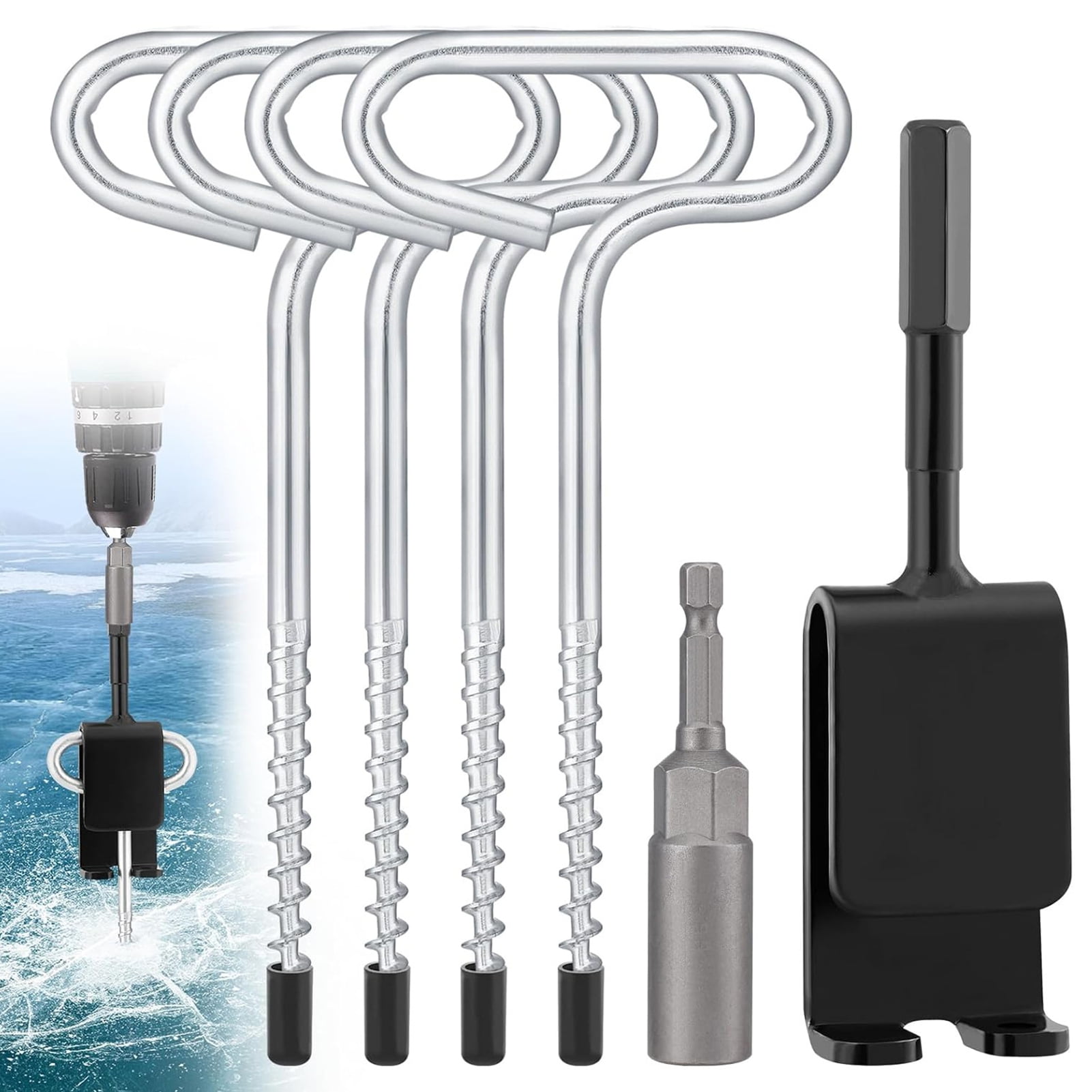 Ettsollp Universal Ice Anchors Tool Ice Stake Nails Simple Installation ...