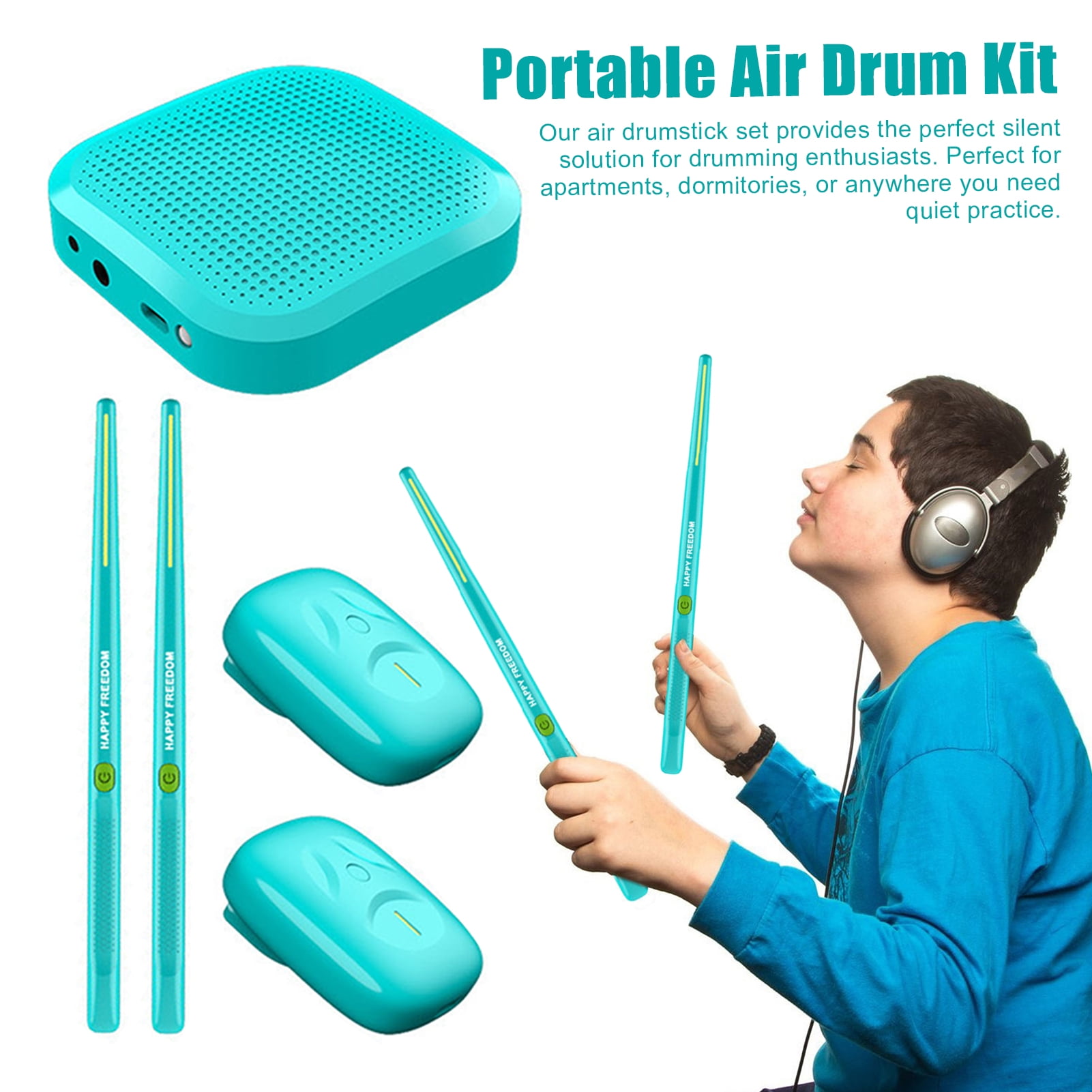 Ettsollp Virtual Electronic Drum Set Electric Pocket Air Drum Kit with ...