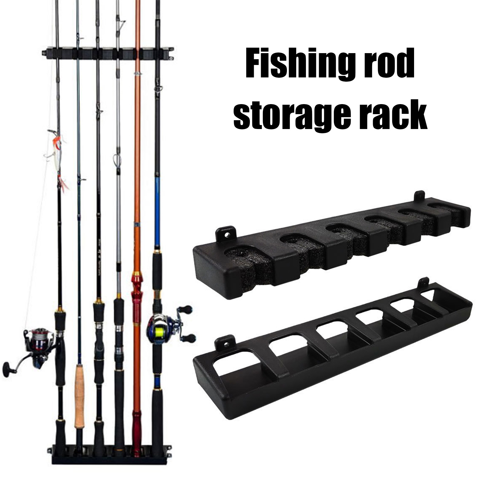 Ettsollp Wall Mount Fishing Rod Holder 6/8 Holes Multi-function ...
