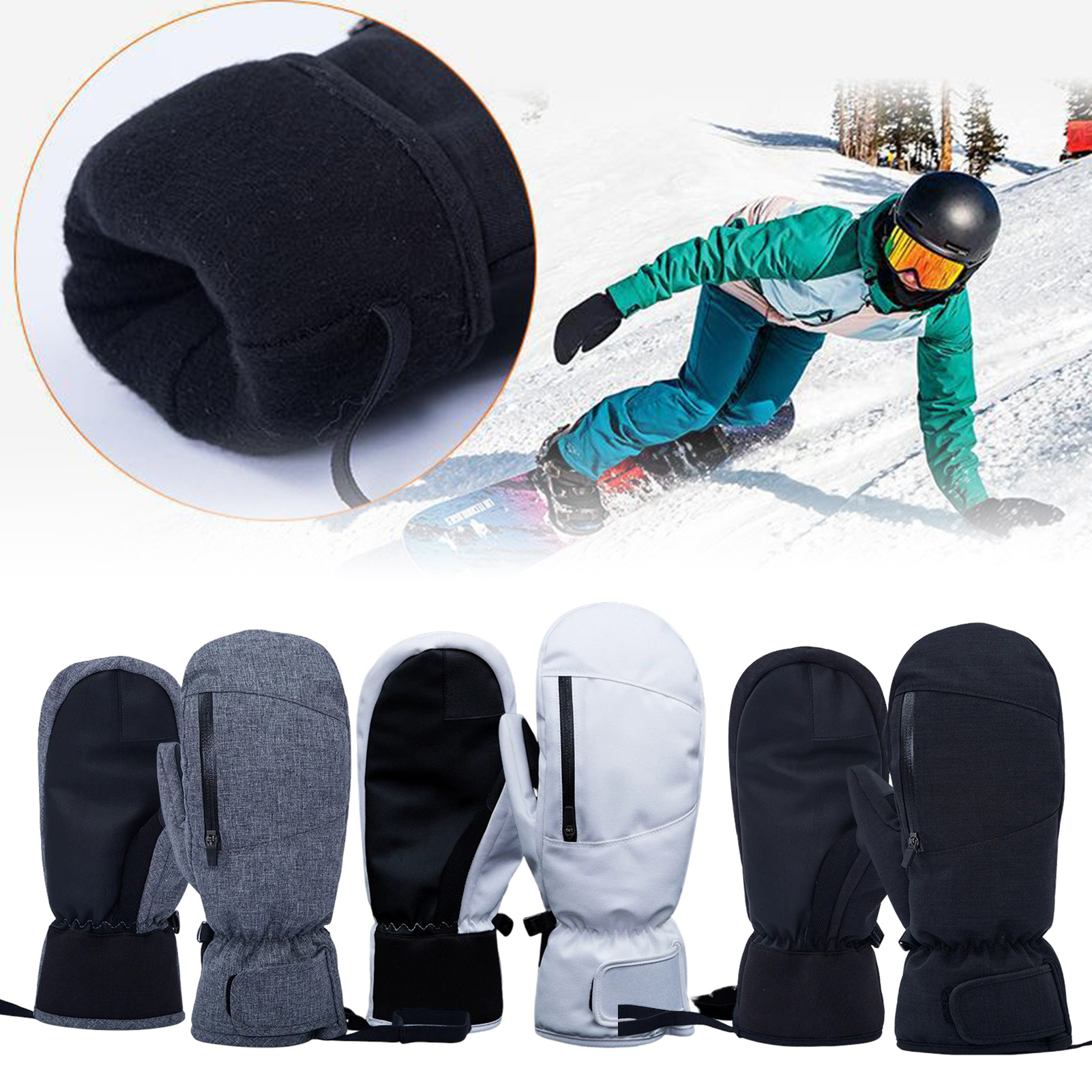 Ettsollp Winter Ski Gloves Waterproof Thermal Snow Gloves Thick Warm ...