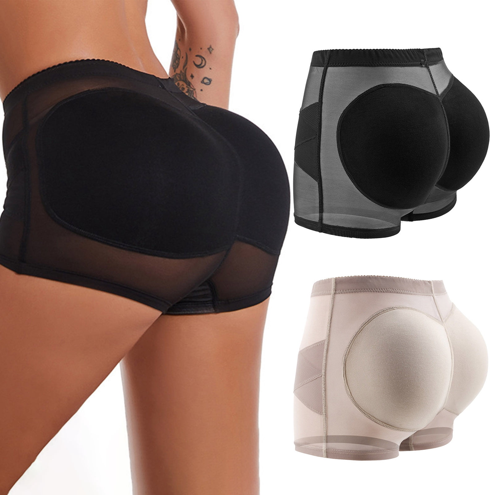 Ettsollp Women Tummy Control Underwear With Sponge Pad Butt Lifter