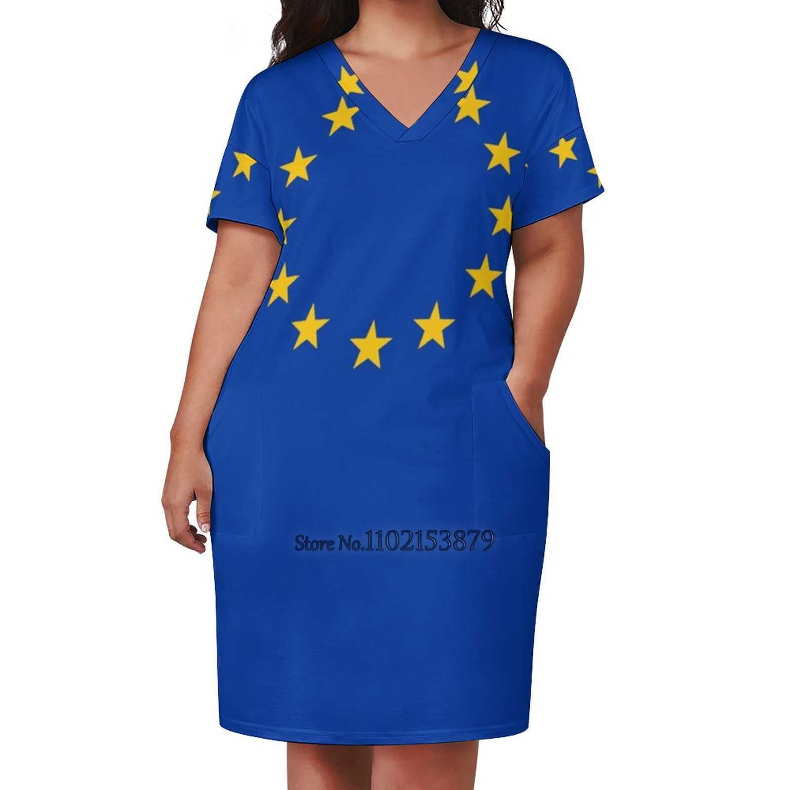 Eu Europe Flag Square Neck Dress Back Lacing Backless Dress Elegant ...