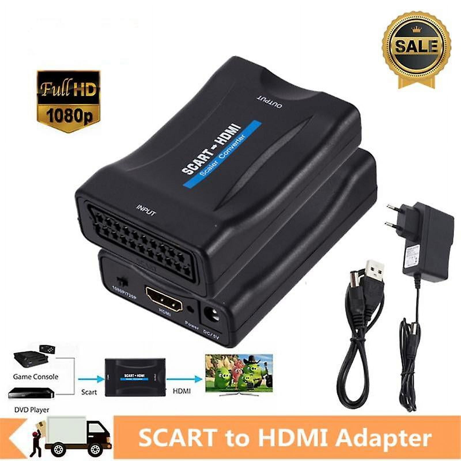 Eu/us/usb 1080p Scart To Hdmi Video Audio Upscale Converter Adapter For ...