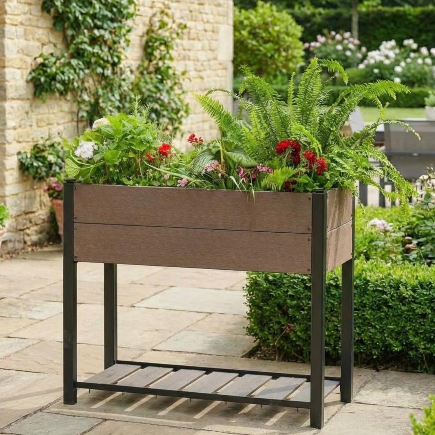 EuKer 19.49" x 42.72" Raised Garden Planter, Long Planter Box with ...