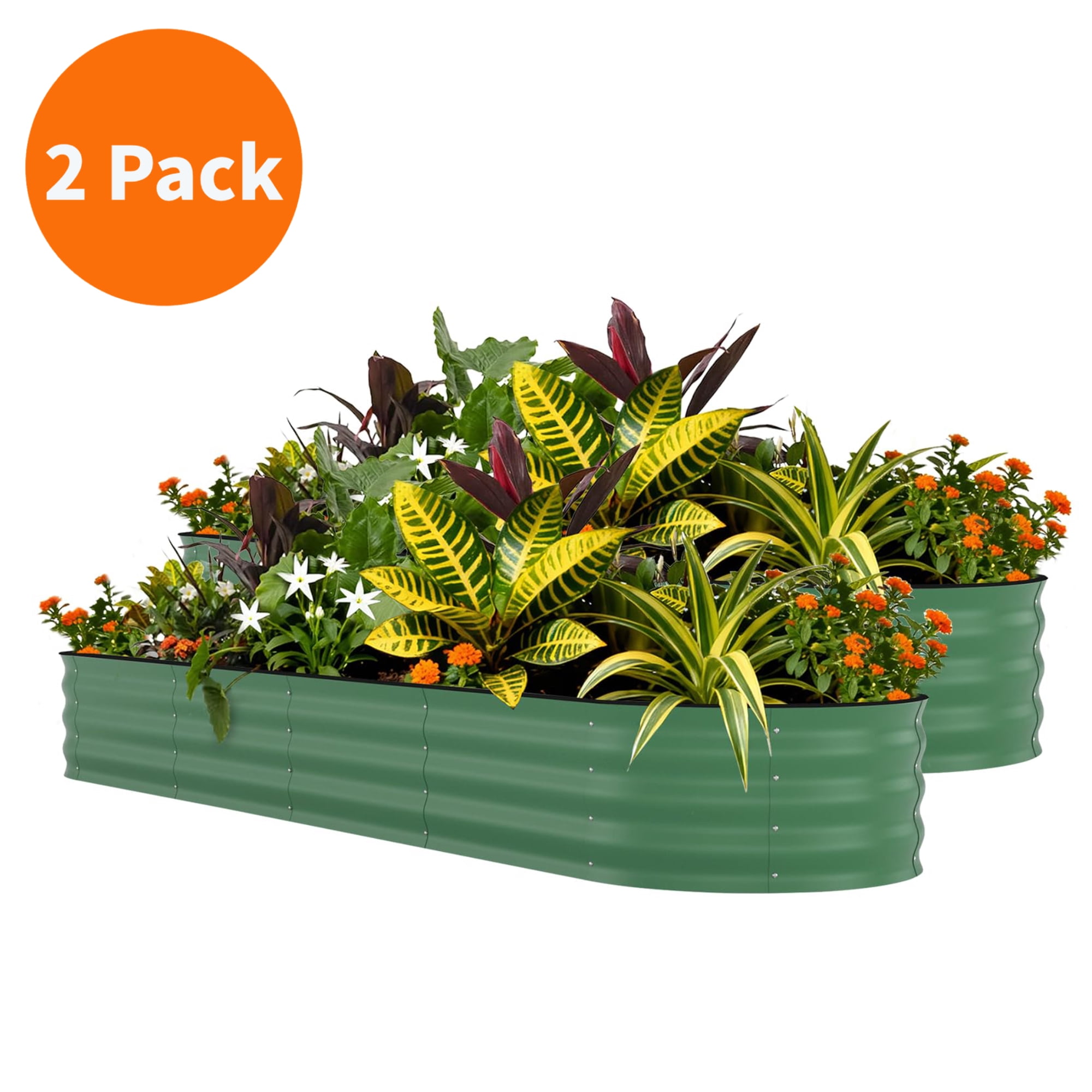 EuKer 2 Pack Outdoor Raised Planters, 8ft x 2ft x 1.5ft Metal Above ...