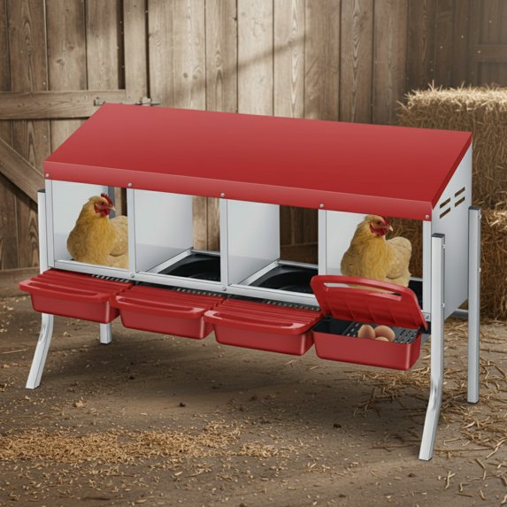 EuKer 4-Hole Metal Nesting Boxes for Chickens, Roll Away Nesting Boxes ...