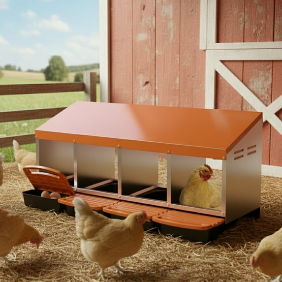 EuKer 4-Hole Metal Nesting Boxes for Chickens, Roll Away Nesting Boxes ...
