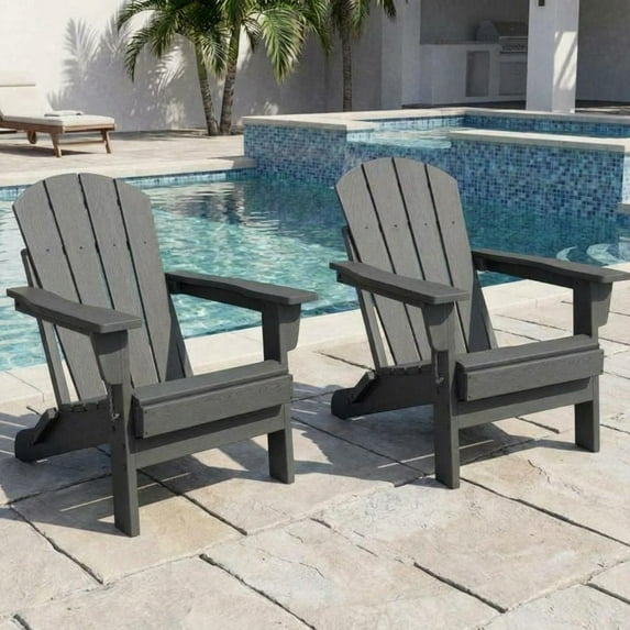 EuKer Adirondack Chairs Set of 2, HDPE Outdoor Furniture with Foldable ...