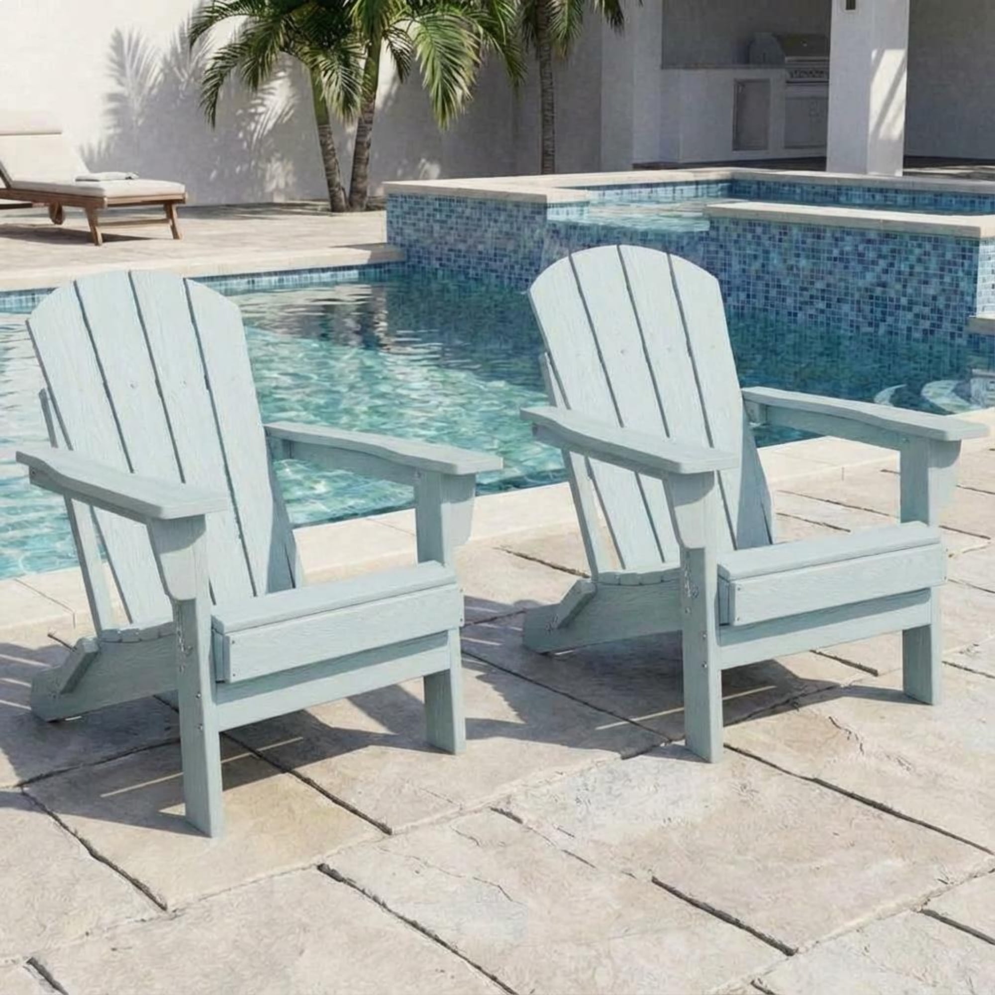 EuKer Adirondack Chairs Set of 2, HDPE Outdoor Furniture with Foldable ...