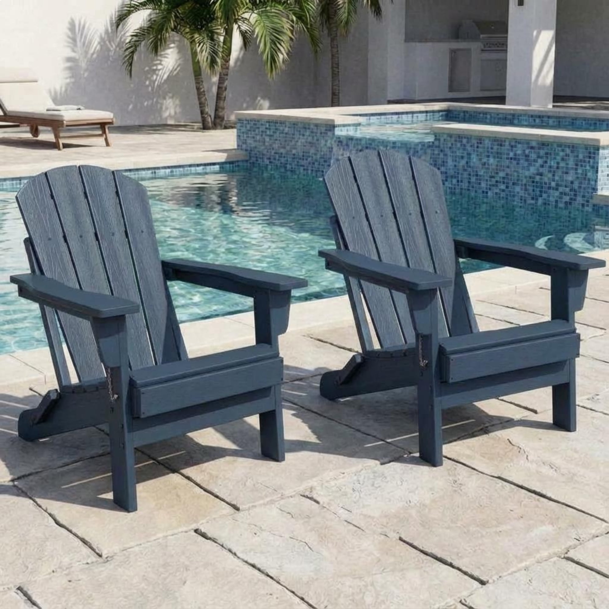 EuKer Adirondack Chairs Set of 2, HDPE Outdoor Furniture with Foldable ...