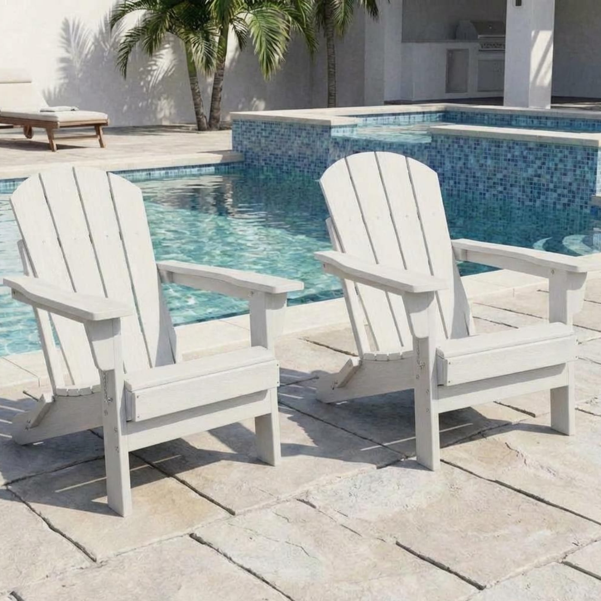 EuKer Adirondack Chairs Set of 2, HDPE Outdoor Furniture with Foldable ...