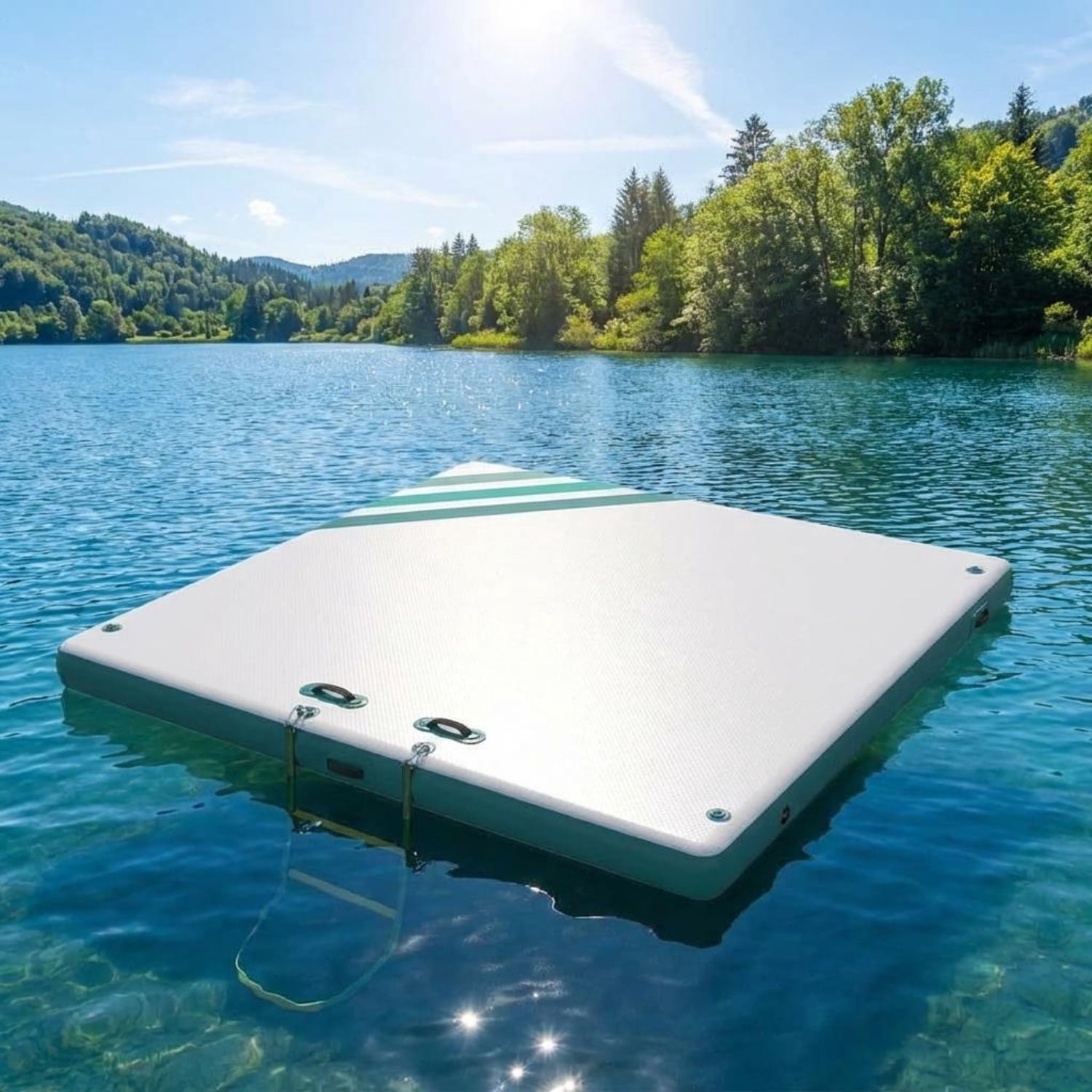 EuKer Inflatable Floating Dock, 10ft x 6ft Large Floating Mat for Pool ...
