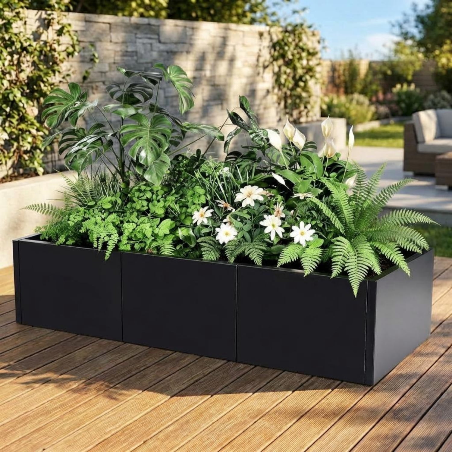 EuKer Metal Planter Outdoor, 51" x 18" Above Ground Garden Box for ...