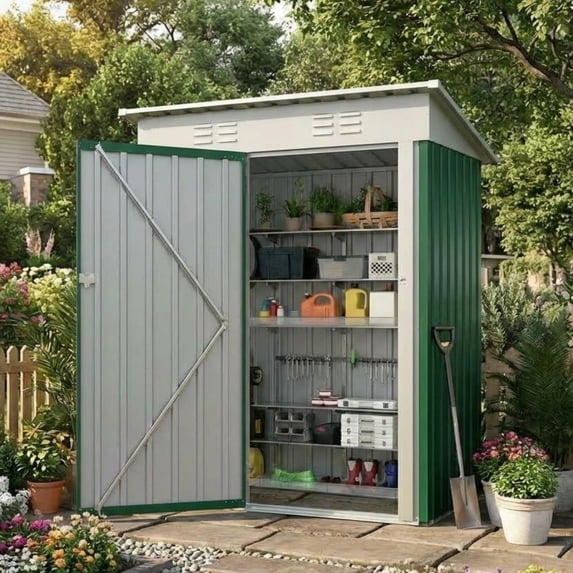 EuKer Metal Storage Sheds, 5ft x 3ft Small Outdoor Storage Shed with ...