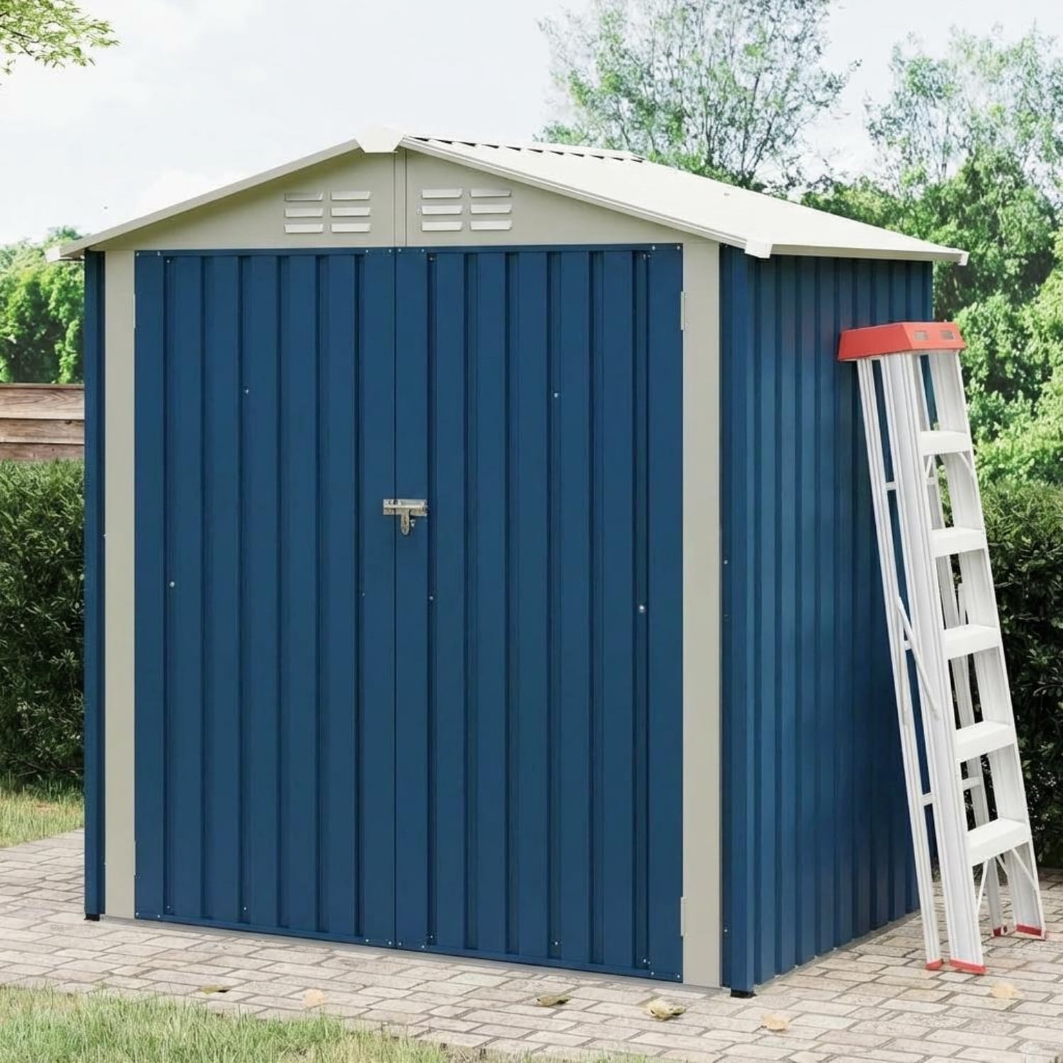EuKer Metal Storage Sheds, 6ft x 4ft Outdoor Storage Shed with Lockable ...