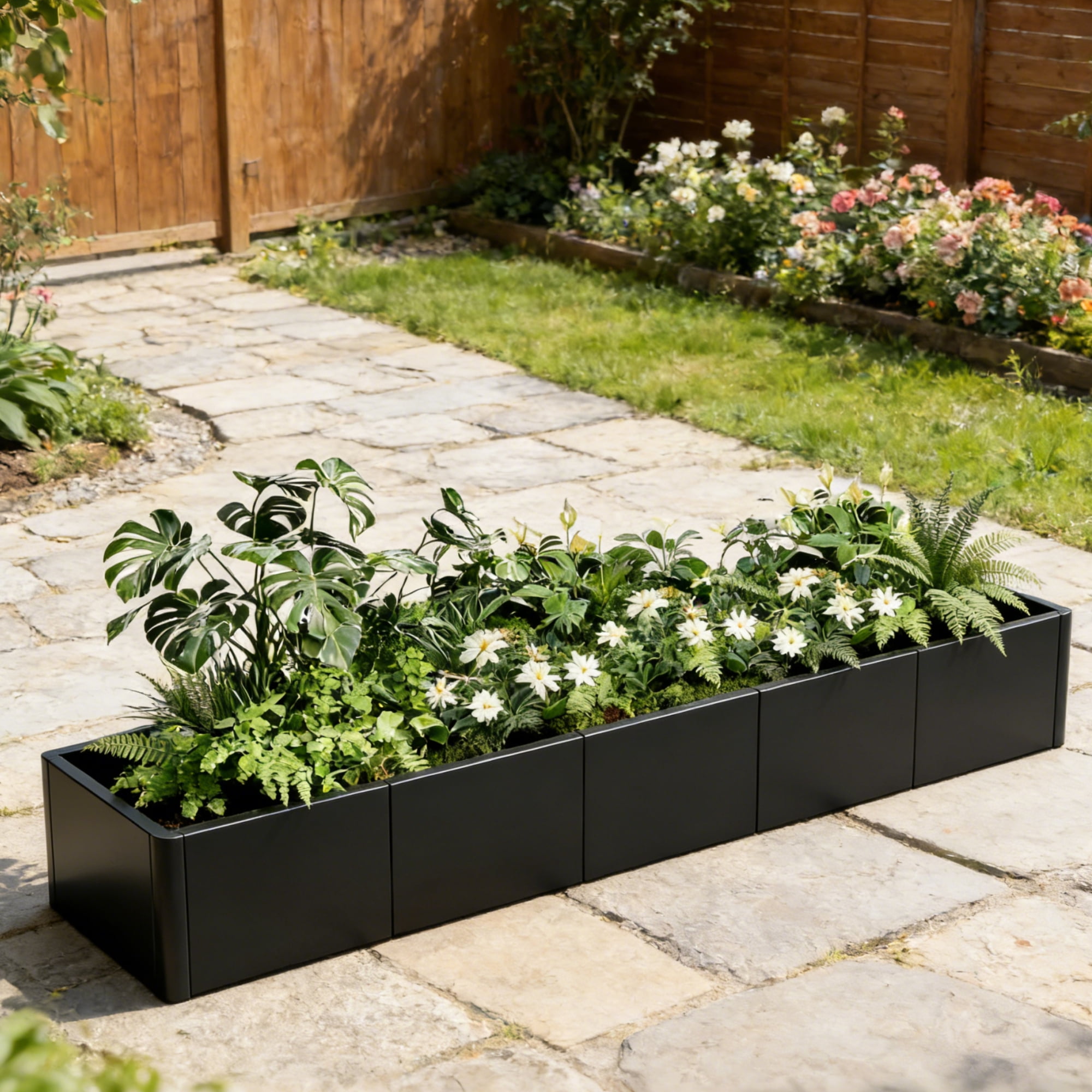 EuKer Planter Boxes Outdoor, 70.1" x 20.5" Rectangular Metal Planter ...