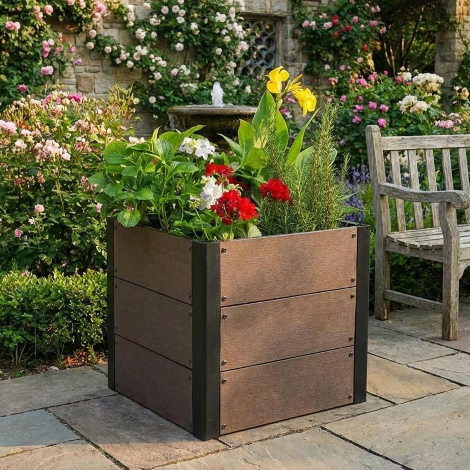 EuKer Raised Flower Beds Outdoor, 19.29" x 19.29" Garden Planter Box ...