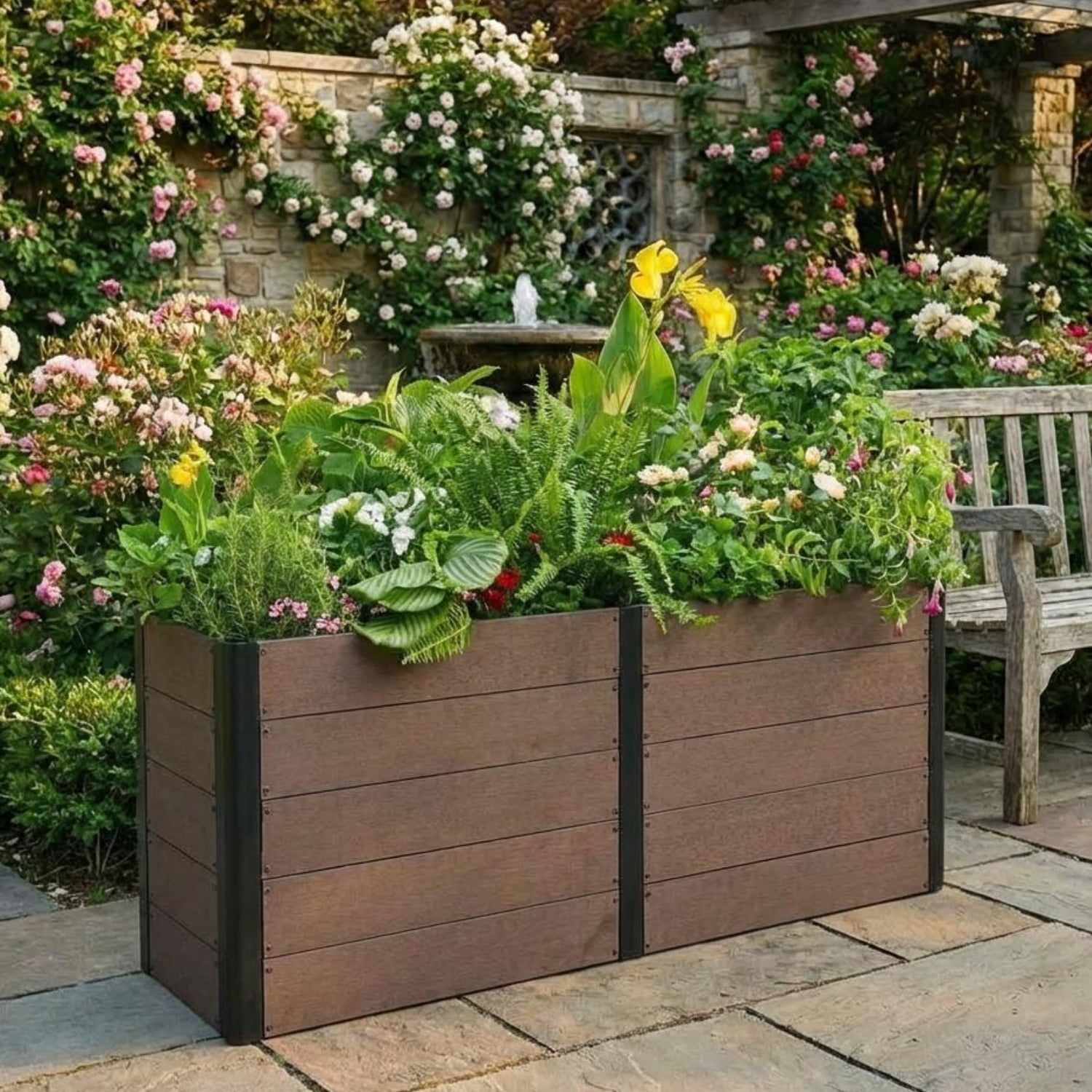 EuKer Raised Flower Beds Outdoor, 19.29" x 48.82" Garden Planter Box ...