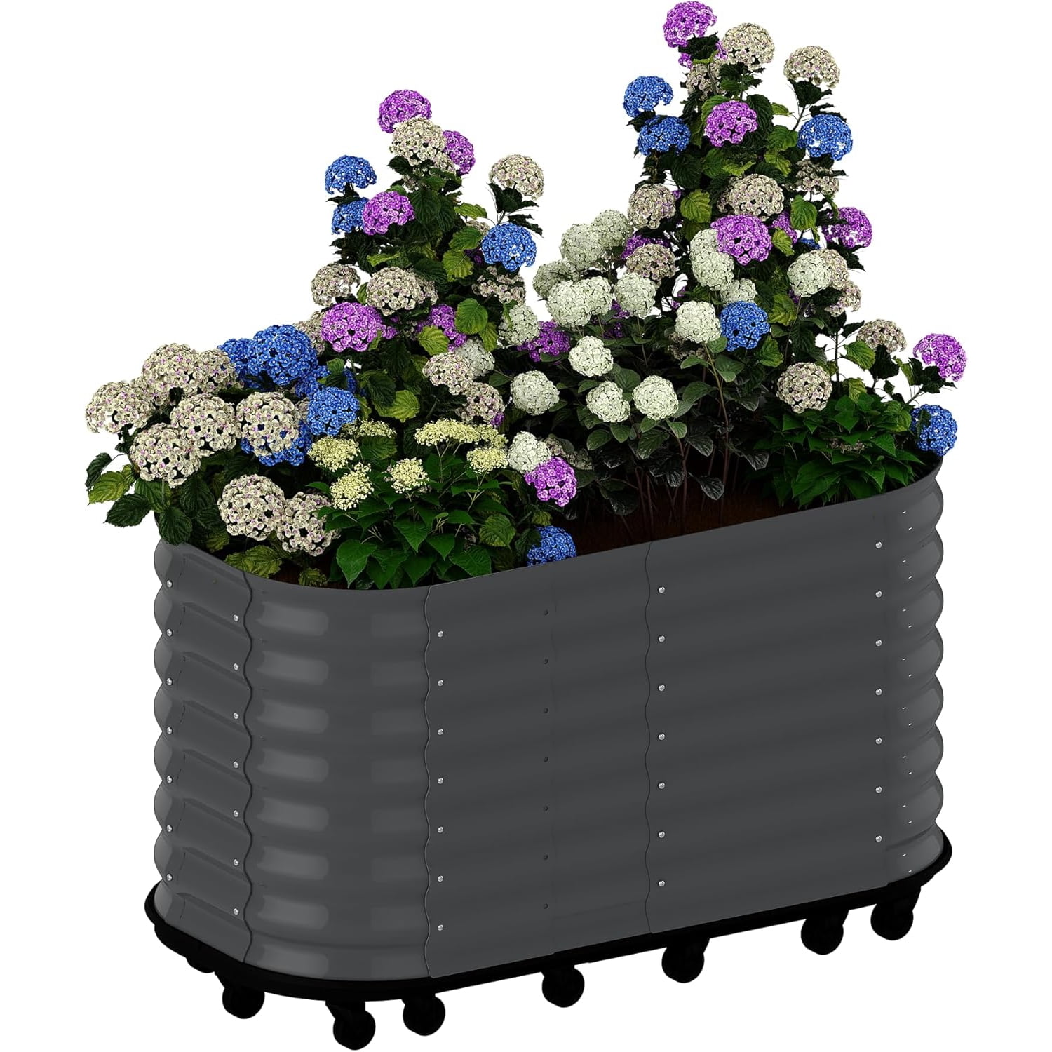 EuKer Raised Planters with Wheels, 59" Metal Planter Box W/Built-In ...