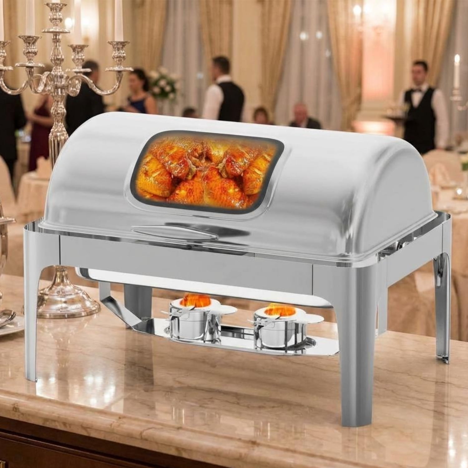 EuKer Roll Top Chafing Dish, 9QT Food Heating Tray Buffet with Visible ...