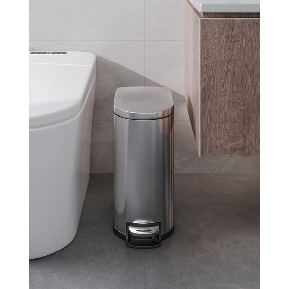 EuKer Slim Step-On Garbage Bin, 13 Gal Trash Can with Lid and Inner ...