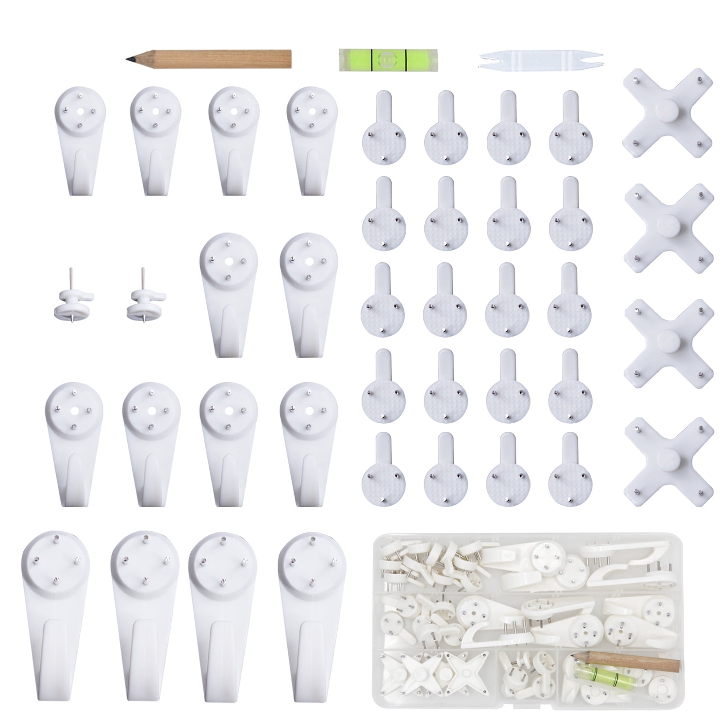 EuTengHao 43Pcs Invisible Nail Screws Wall Hooks No Trace Picture Hangers Traceless Photo Hook ...