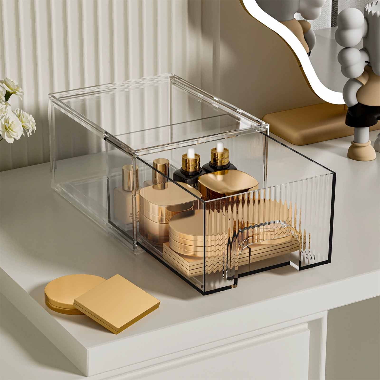 Euaioeiu Acrylic Pull Out Organizer, Clear Storage Drawer for Makeup ...