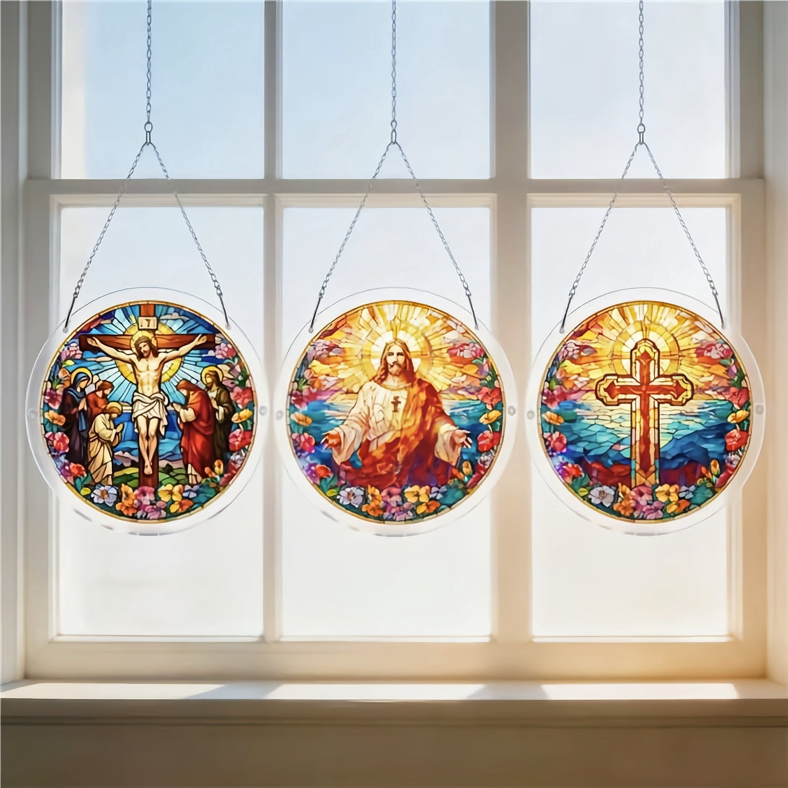 Euaioeiu Acrylic Suncatcher Puzzle Window Hanging,Stained Glass Puzzle ...