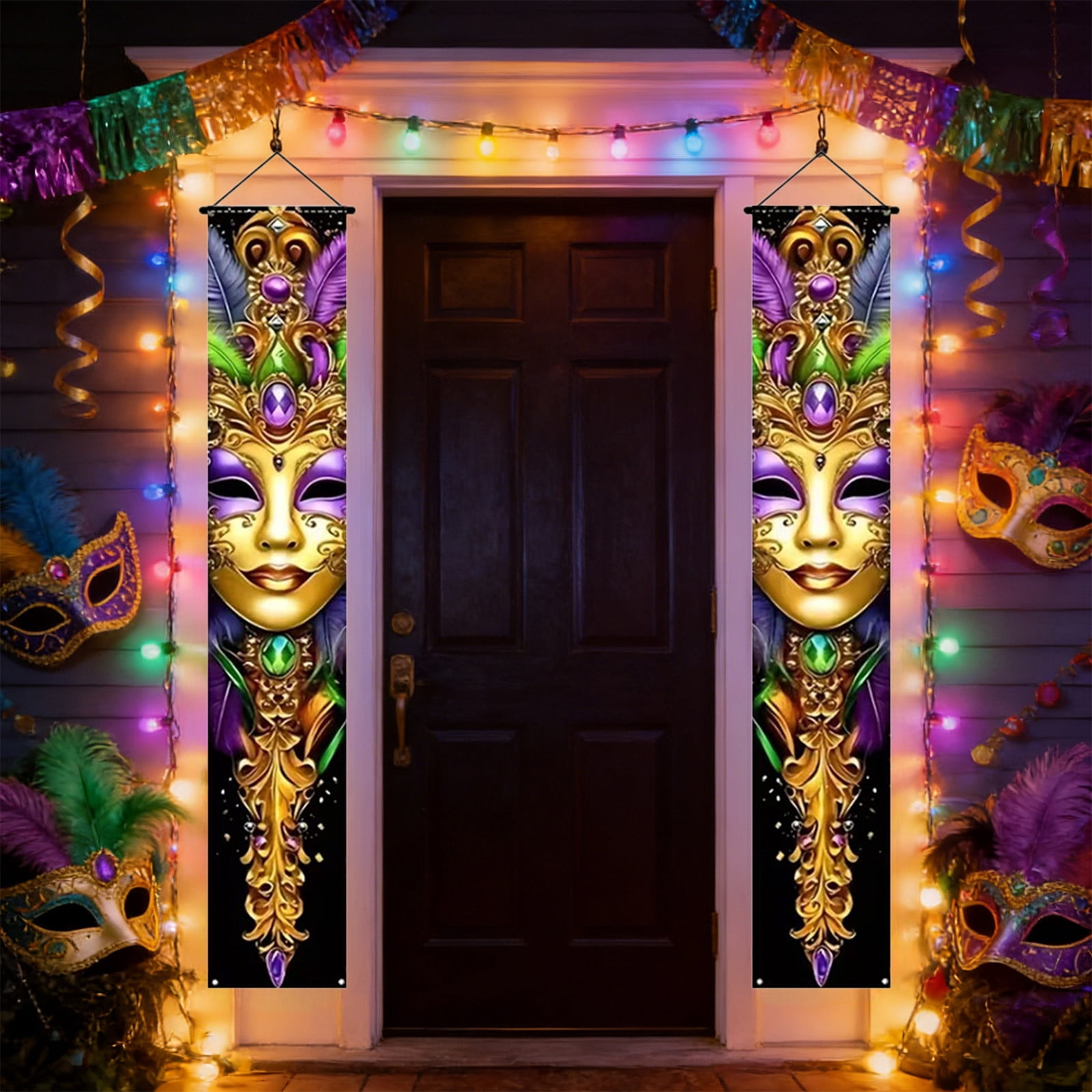 Euaioeiu Carnival Decors,Mardi Gras Party plies,Hanging Flags Banners ...