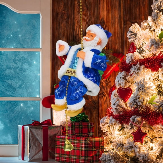 Euaioeiu Climbing Santa Claus Animated Christmas Tree Decor with Music ...