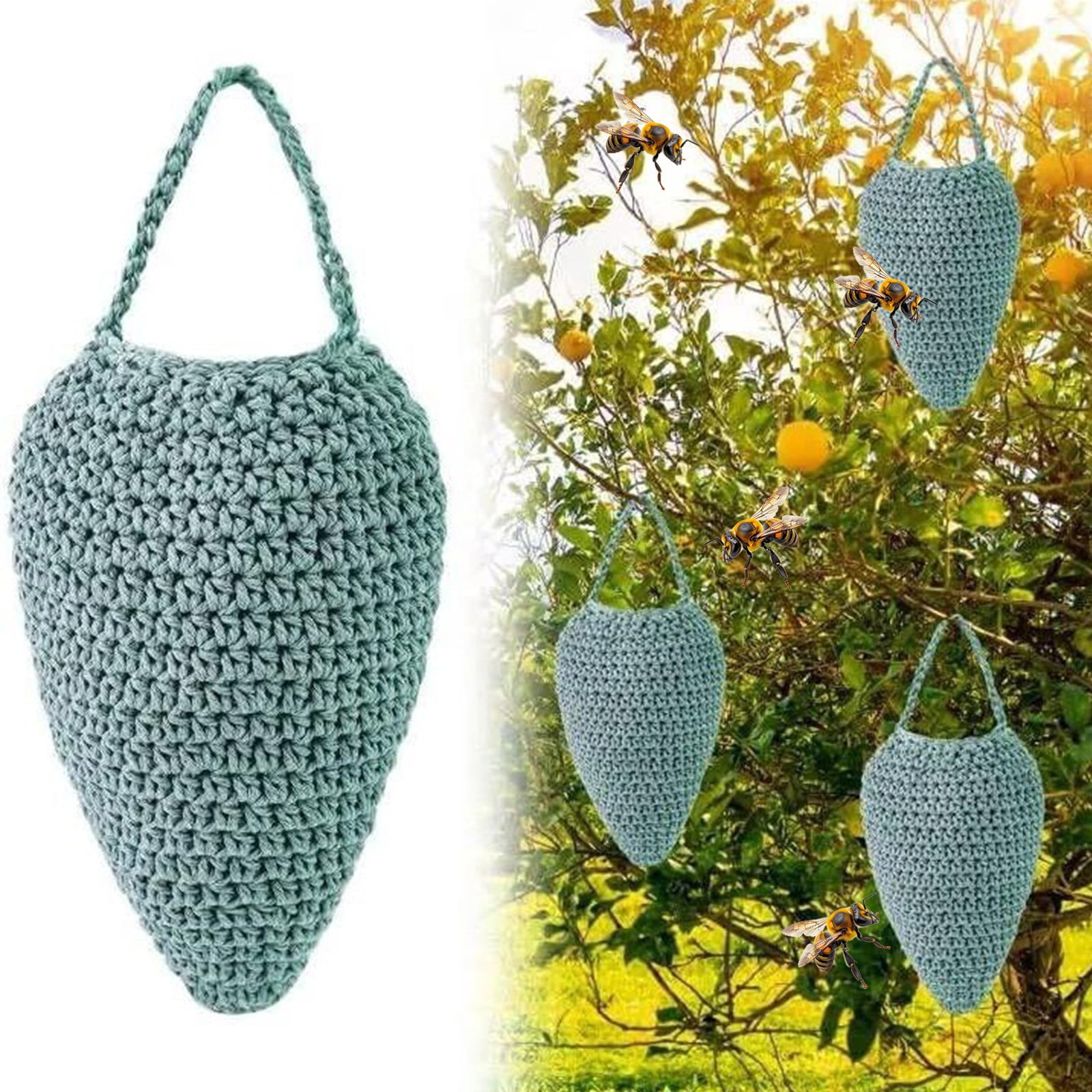 Seyotauo Crochet Fake Wasp Nest Decoy - Hanging Imitation Hornet wasp ...