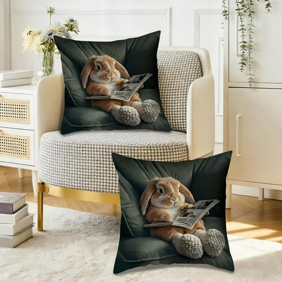 Euaioeiu Cute Rabbit Plush Pillow Cover for Couch, Thanksgiving Fall ...