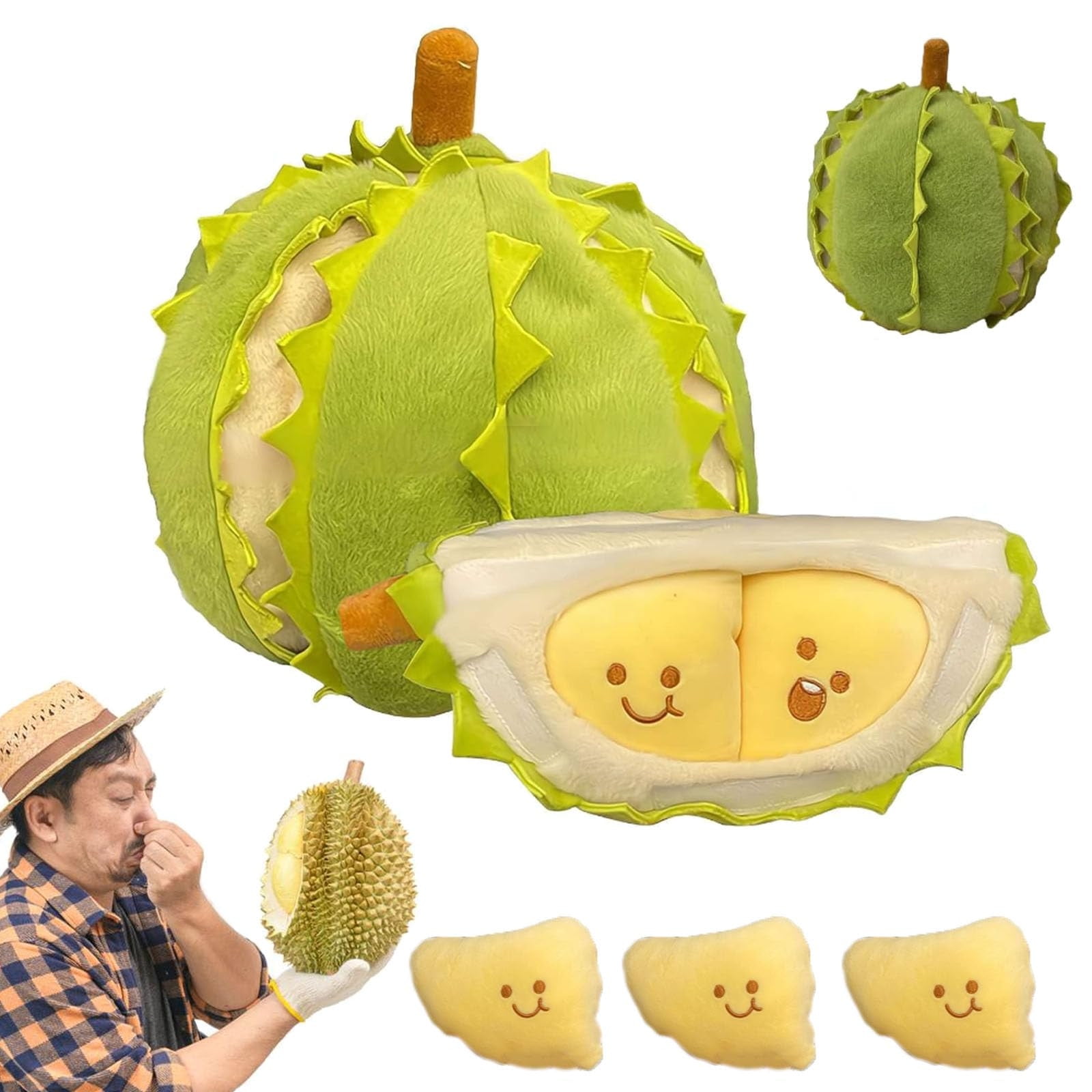 Euaioeiu Detachable Durian Plush Toy Soft Pillow Stuffed Animal Gift ...