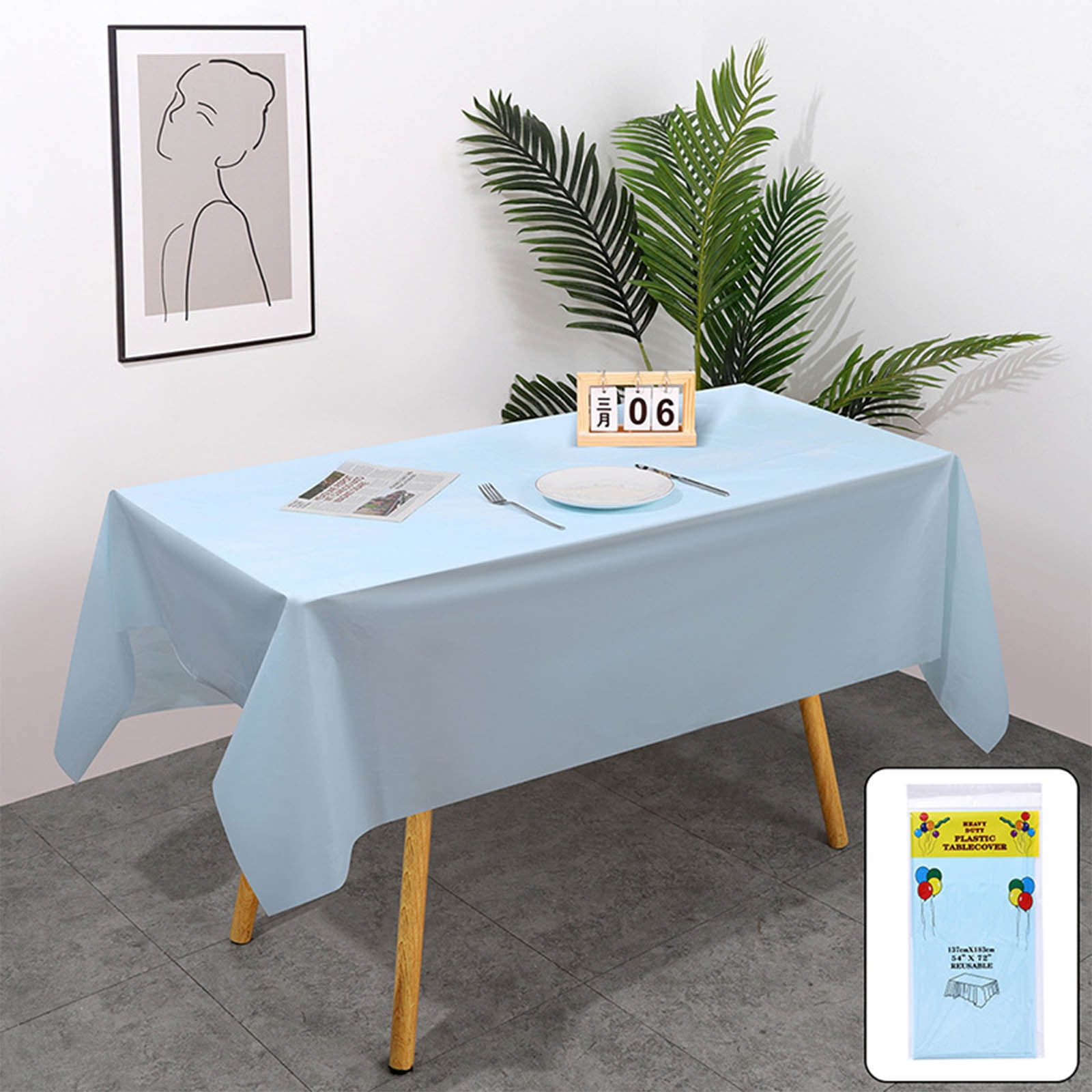 Euaioeiu Disposable Plastic Tablecloth Spillproof Wipe Clean ...