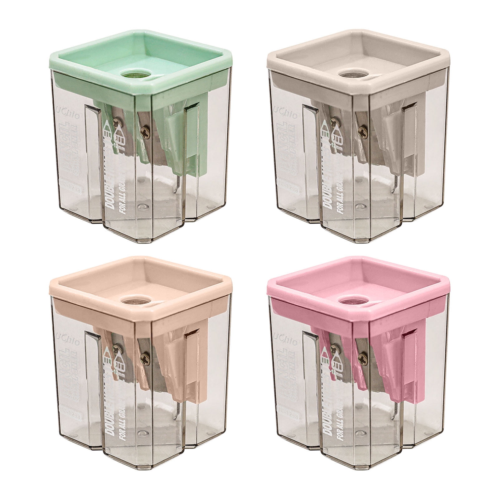 Euaioeiu Double Hole Transparent Pencil Sharpener, Portable Rotary ...