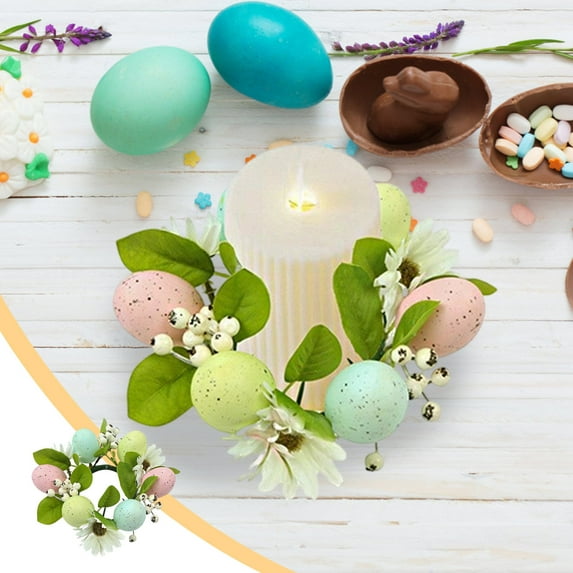 Euaioeiu Easter Candle Holder Wreath Spring Table Centerpiece Decor ...