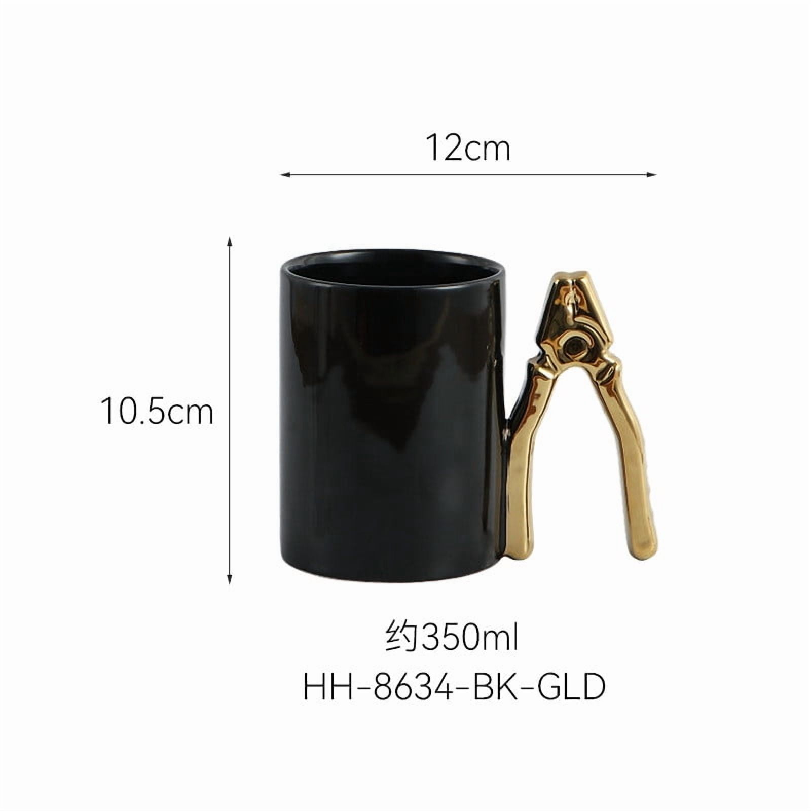 Euaioeiu Electroplated Gold Handle Ceramic Coffee Mug, 12 oz Insulated ...